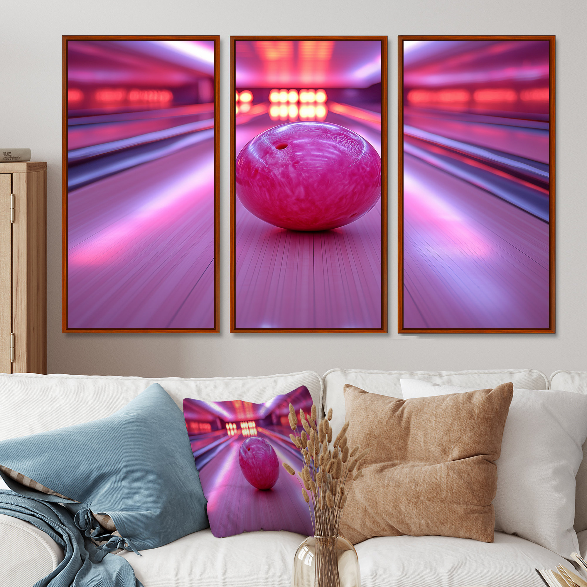 Latitude Run® Pink And Purple Bowling Strike Celebration - Bowling Wall ...