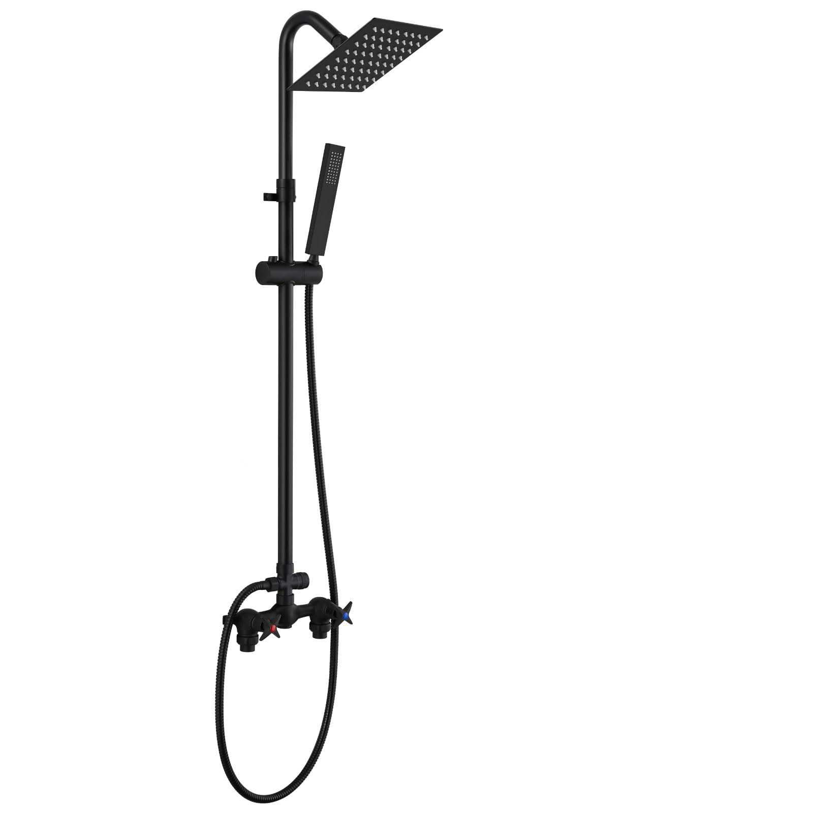 FODORL Wall Mounted Outdoor Shower Set Brushed Nickel 6 Inch Square ...