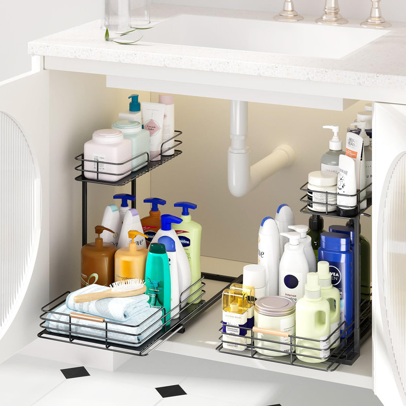 FEIYAN 2Pack Under Sink Organizers And Storage, 2 Tier Bathroom Kitchen ...