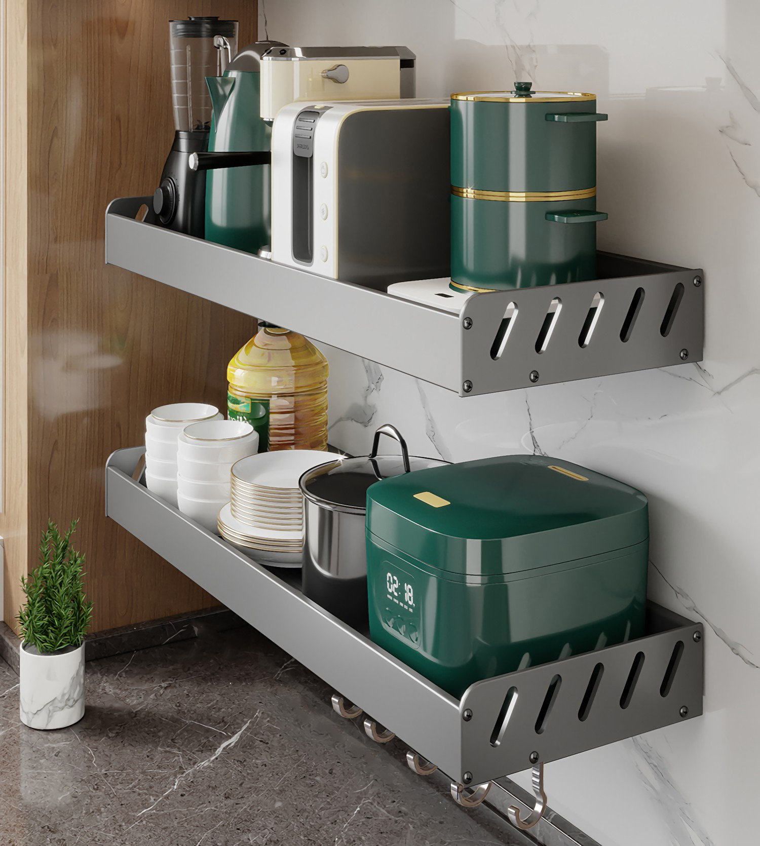 Prep & Savour Wall-Mounted Multi-Functional Kitchen Spice Rack ...