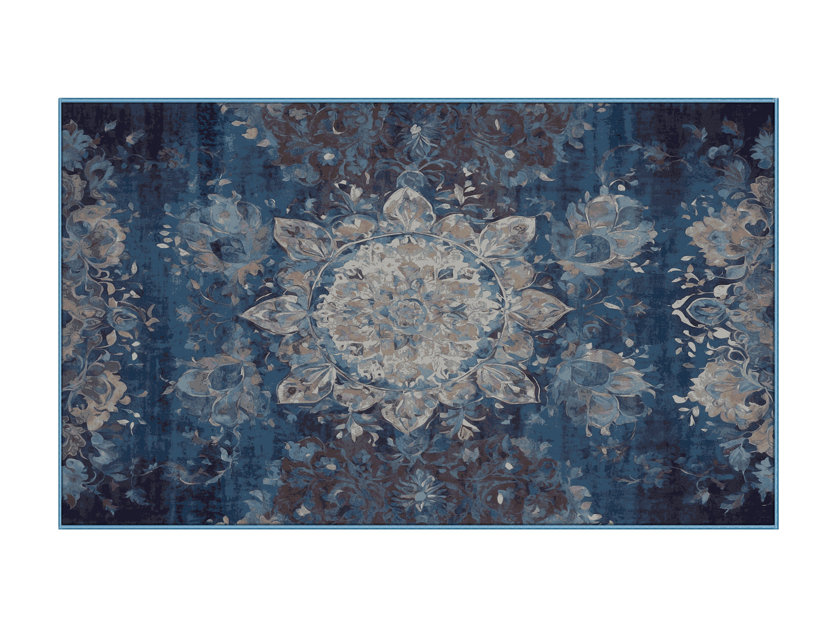 Bungalow Rose Silky Soft Plush Blue Area Rug | Wayfair