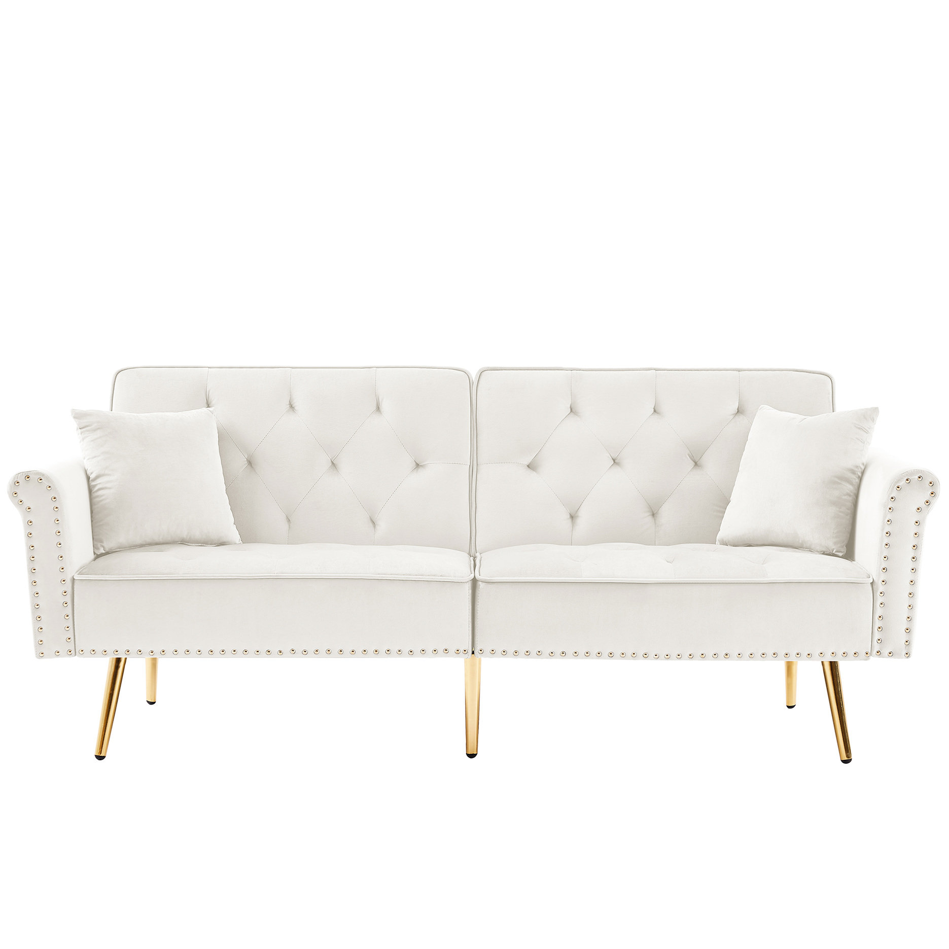 House of Hampton® Comfy Velvet Couch With Construction & Foam Cushions ...