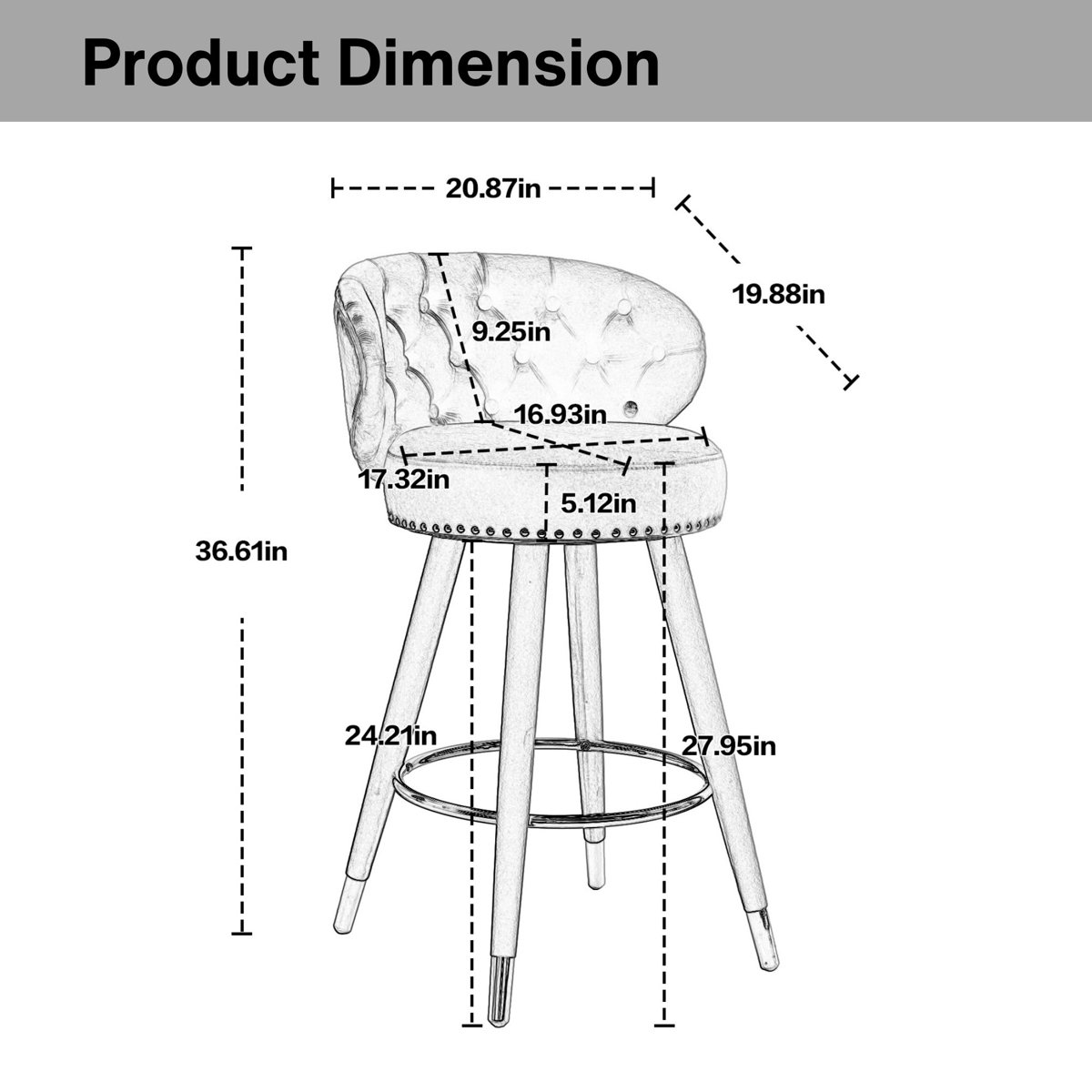 Mercer41 Princelin Swivel Upholstered 27.950'' Counter Stool with Solid ...