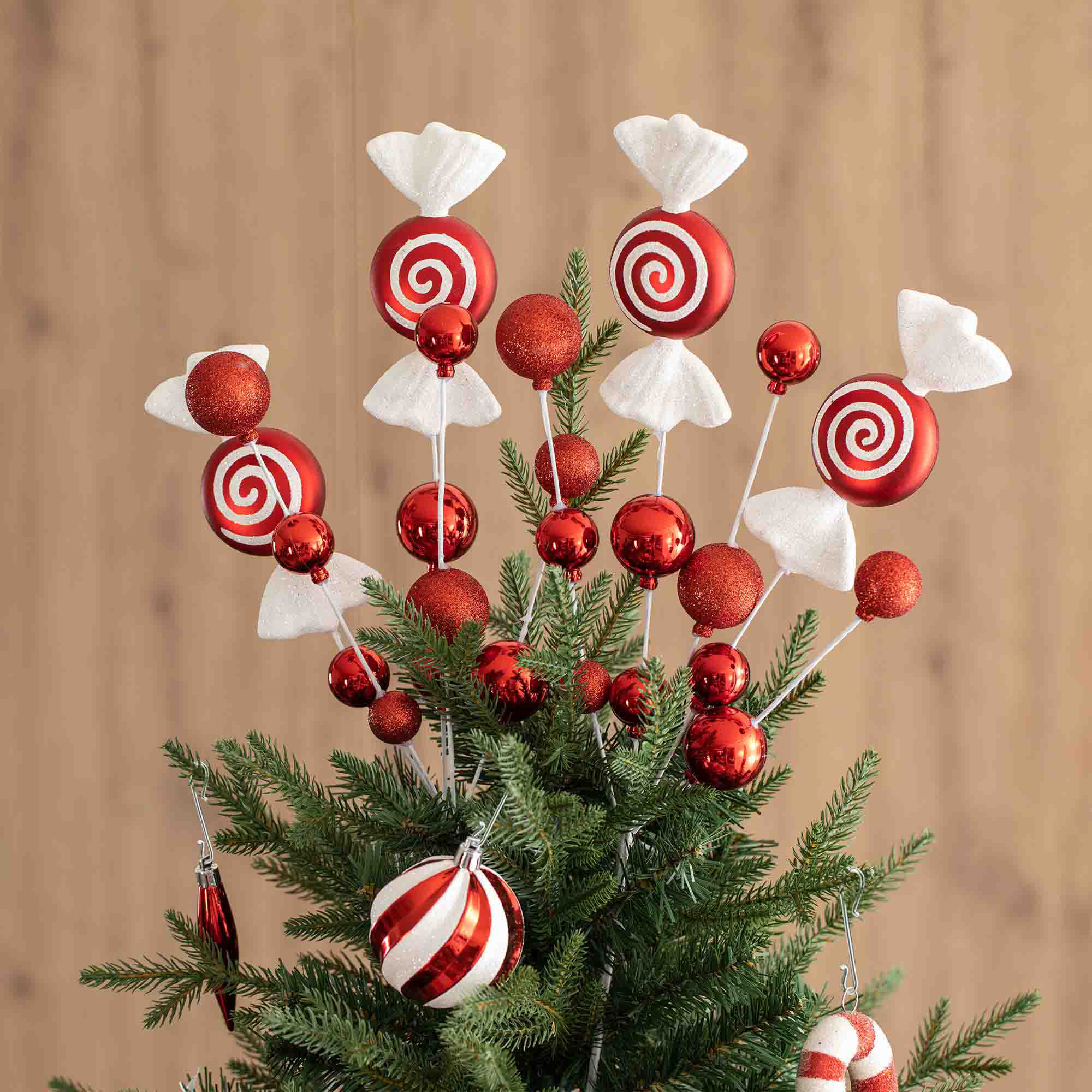 Glitzhome 178 Piece Christmas Ornaments , 4 Piece Candy Picks and 9 ...