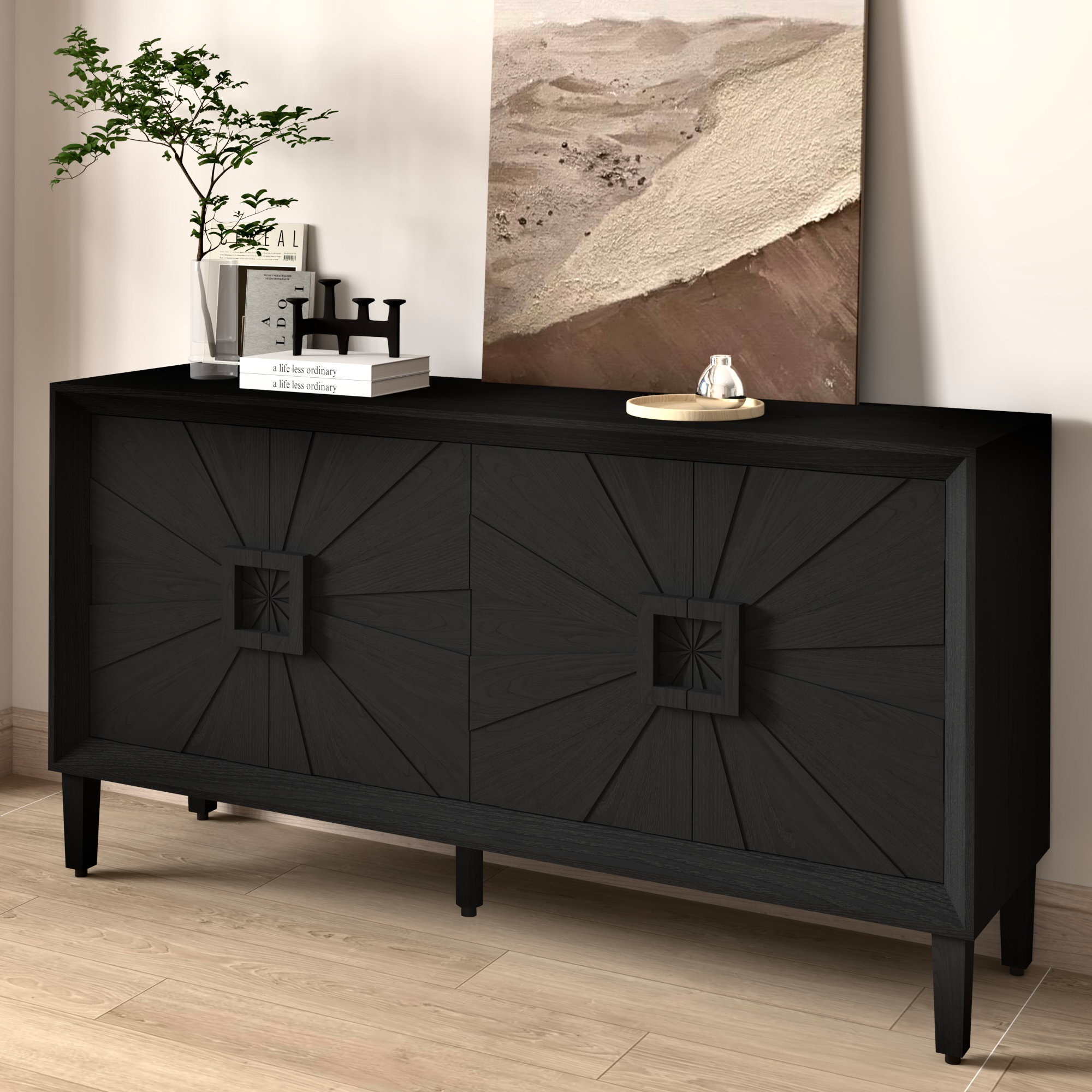 Latitude Run® 60'' Premium Rustic American Farmhouse Credenza with ...