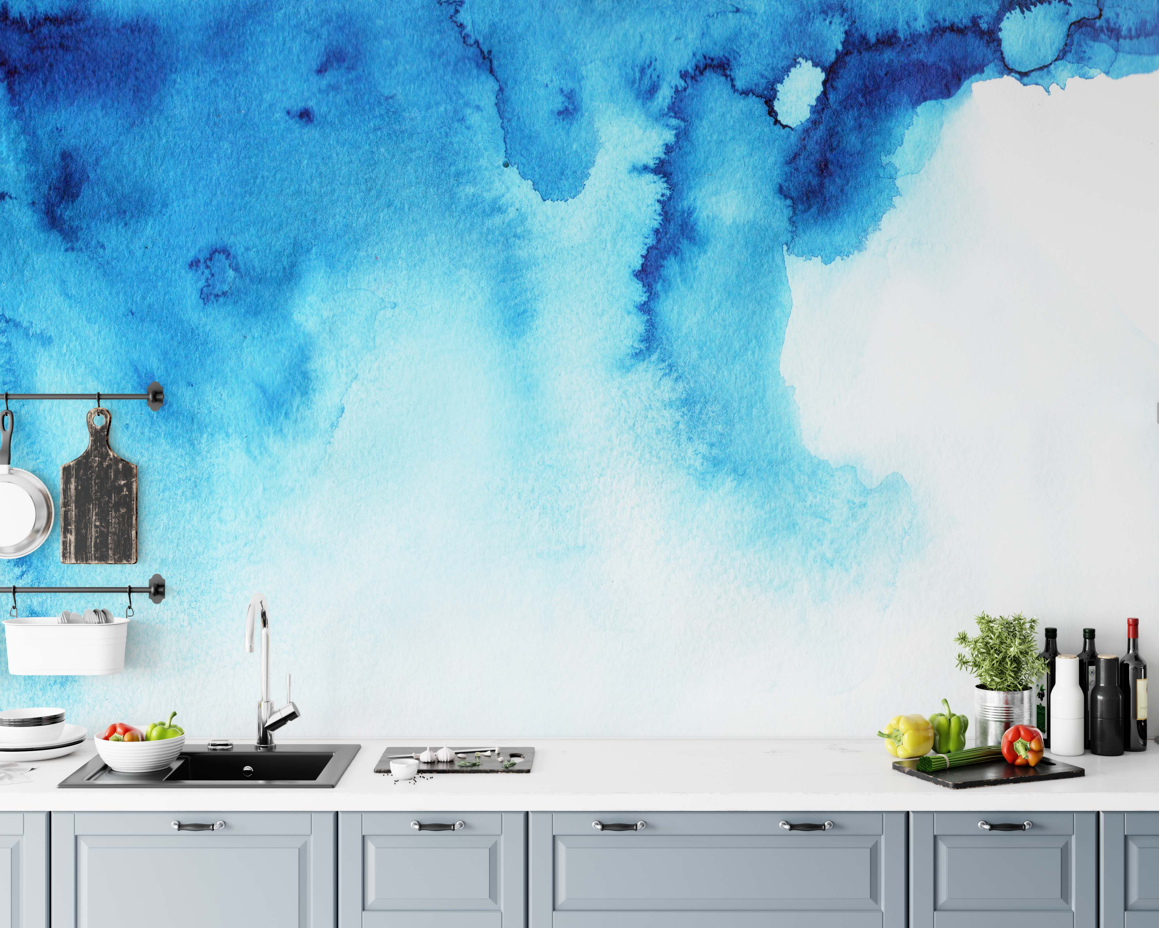 wallpaew Watercolor Blue Wallpaper | Wayfair