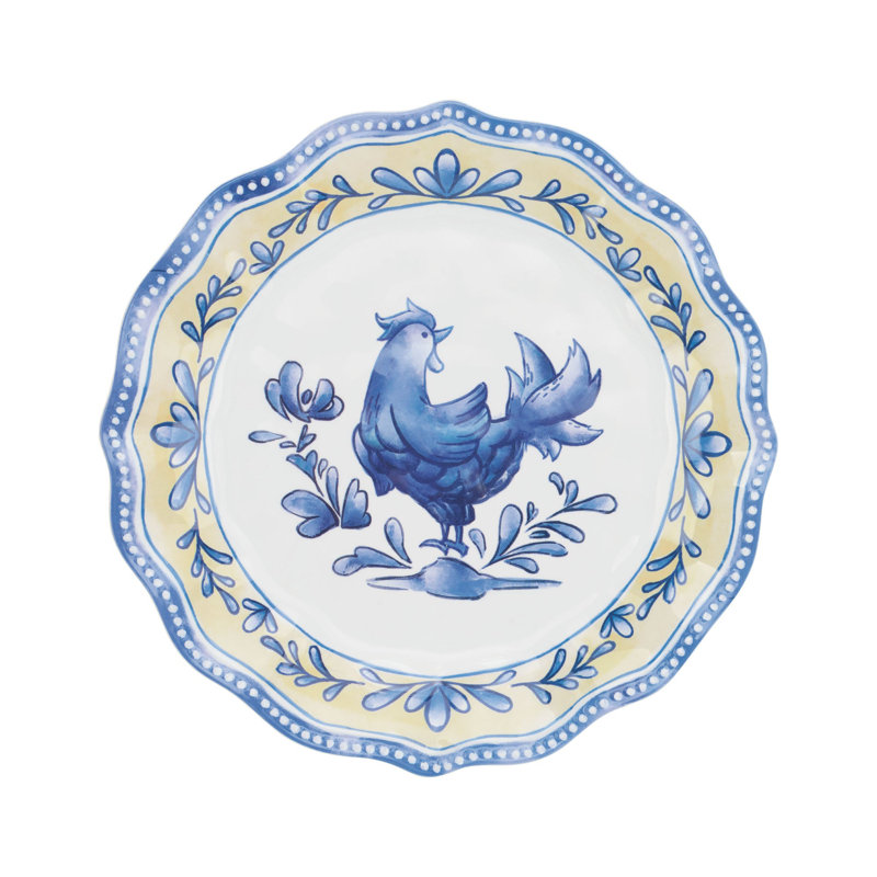 August Grove® Blue Rooster 18 Piece Melamine Dinnerware Set Plate and ...