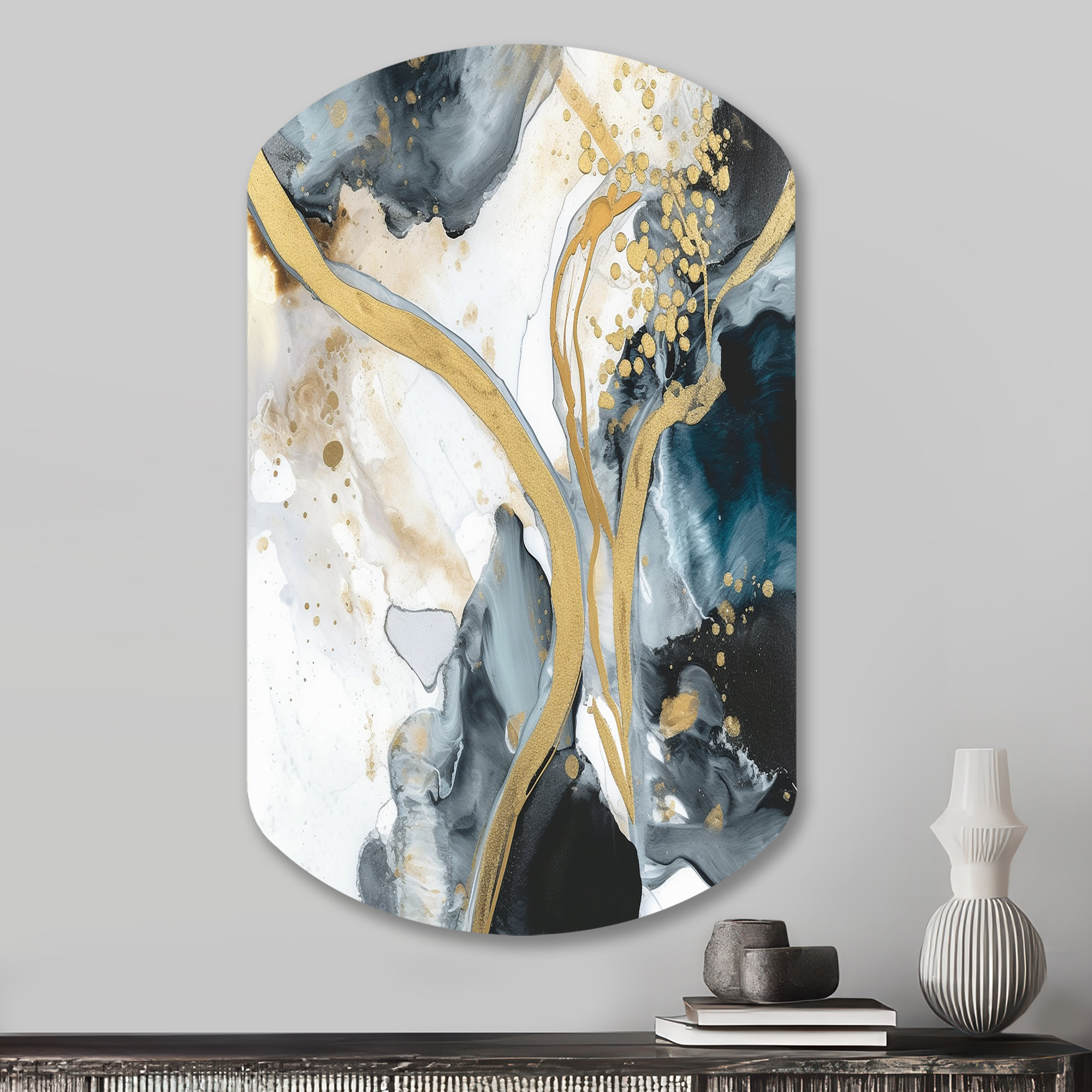 Design Art Marble Painting Textured V - Marble Cylinder Print on Metal ...