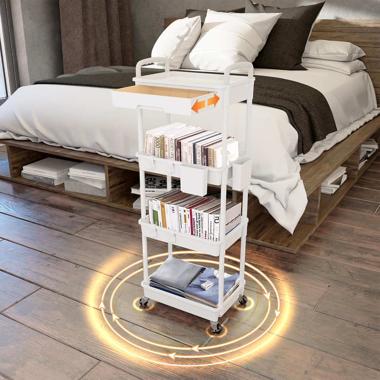 BLACKTAG CORP. 4 Tier Rolling Utility Cart with Drawer,Utility Cart ...