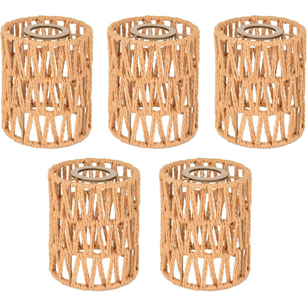 Dakota Fields Rattan Boho Lamp Shades 5 Pack - Small Cylinder Woven ...