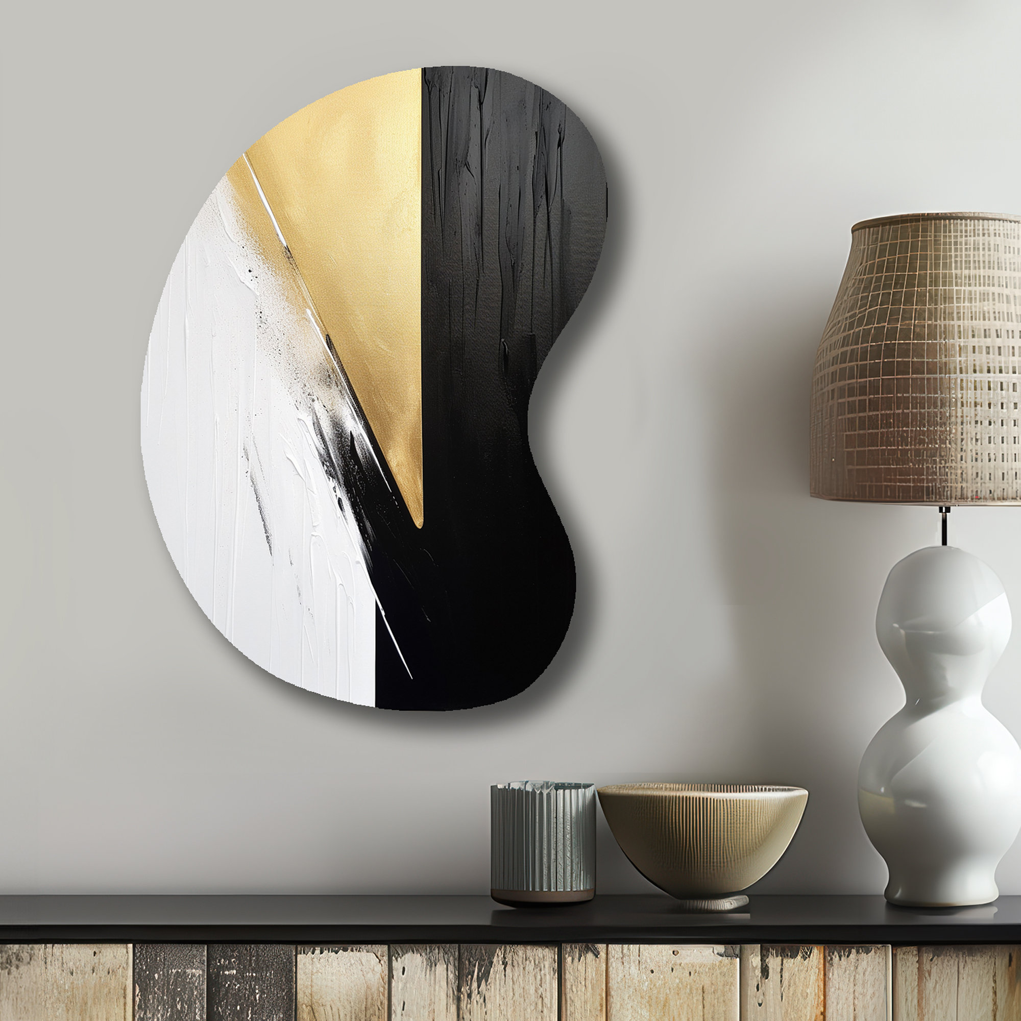 Design Art Minimal Joy In Black And Gold IV - Abstract Painting Boom ...