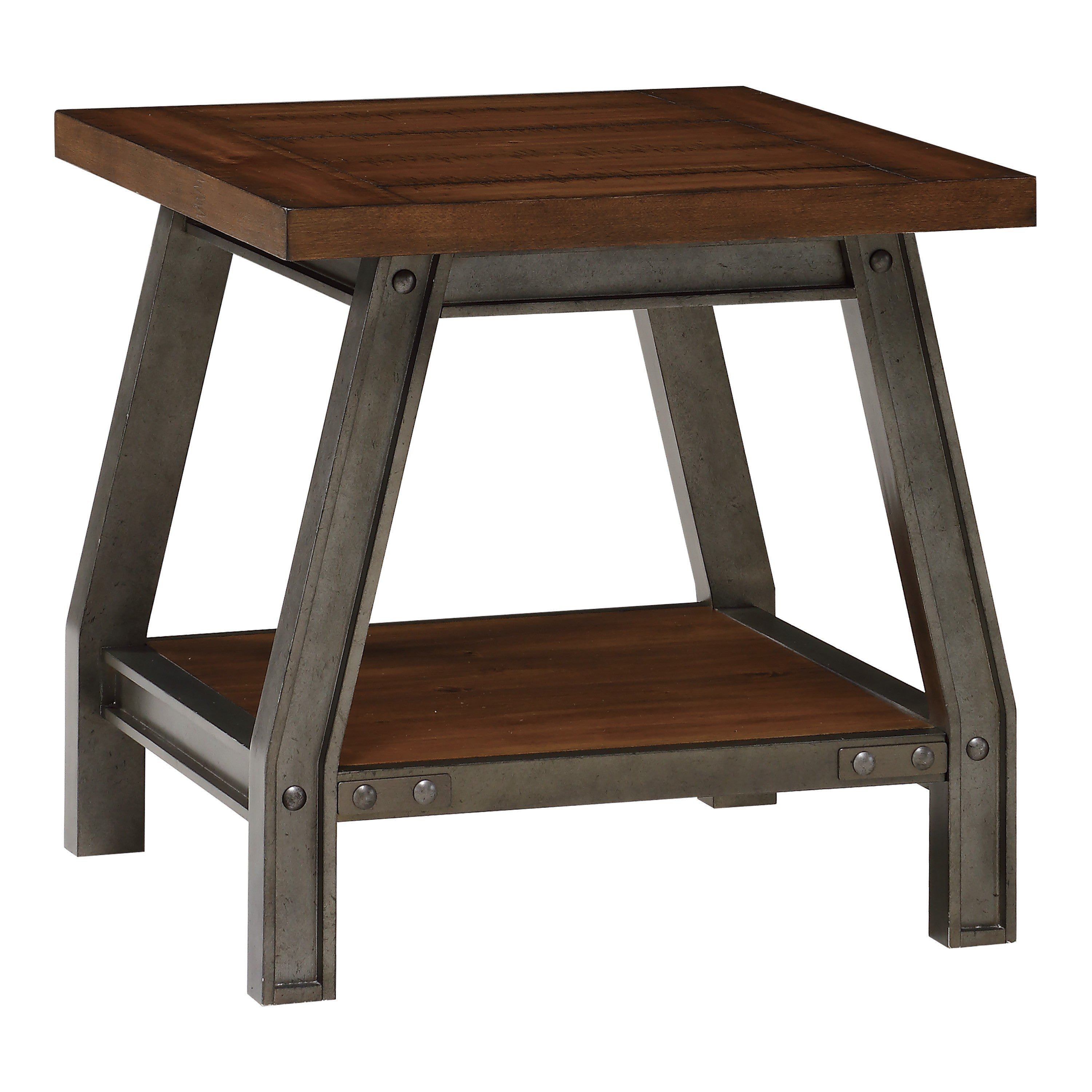 17 Stories Holverson Rustic Brown End Table | Wayfair
