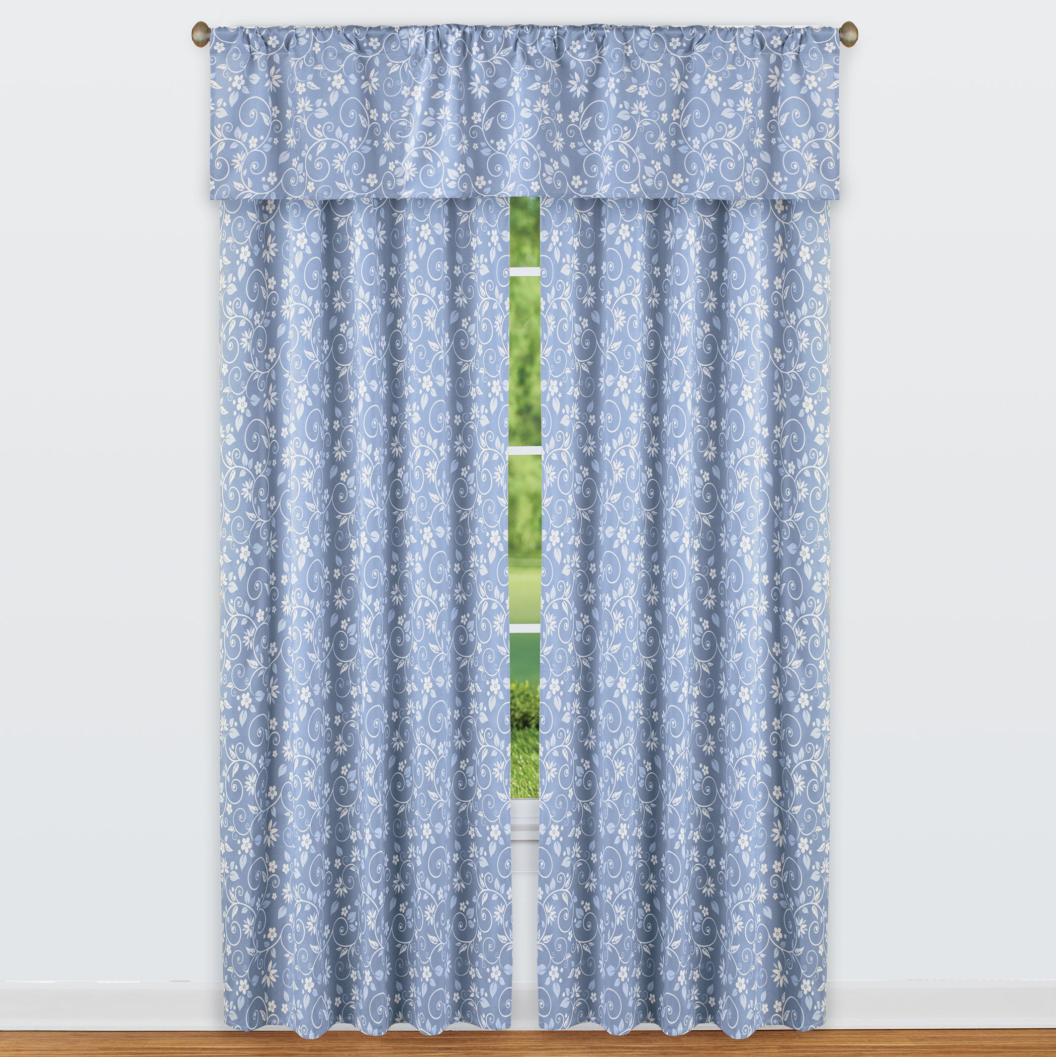 Canora Grey Donelda Microfiber Floral Semi-Sheer Single Curtain Panels ...