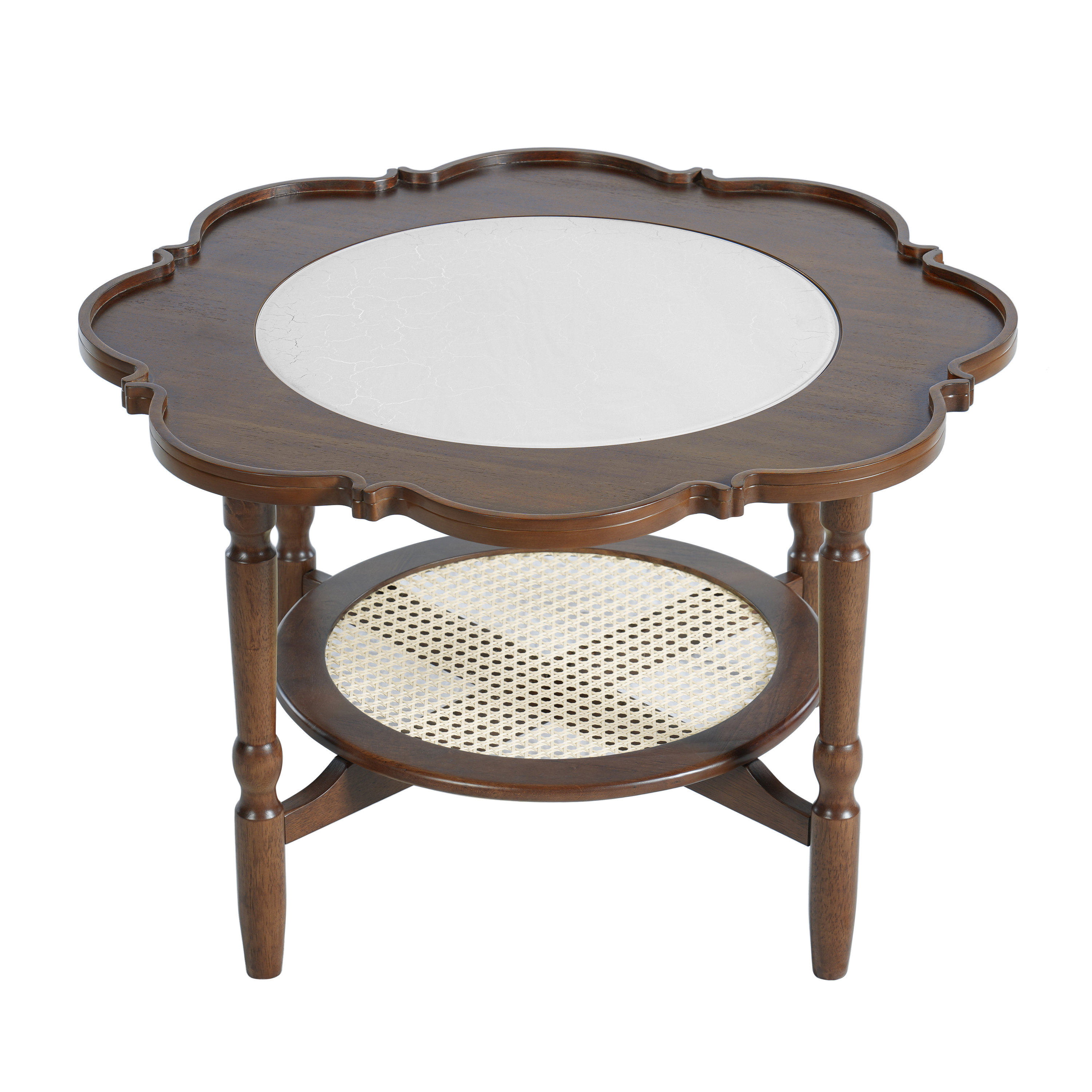 George Oliver Mid-Century Style Petal-Shaped Coffee Table with White ...