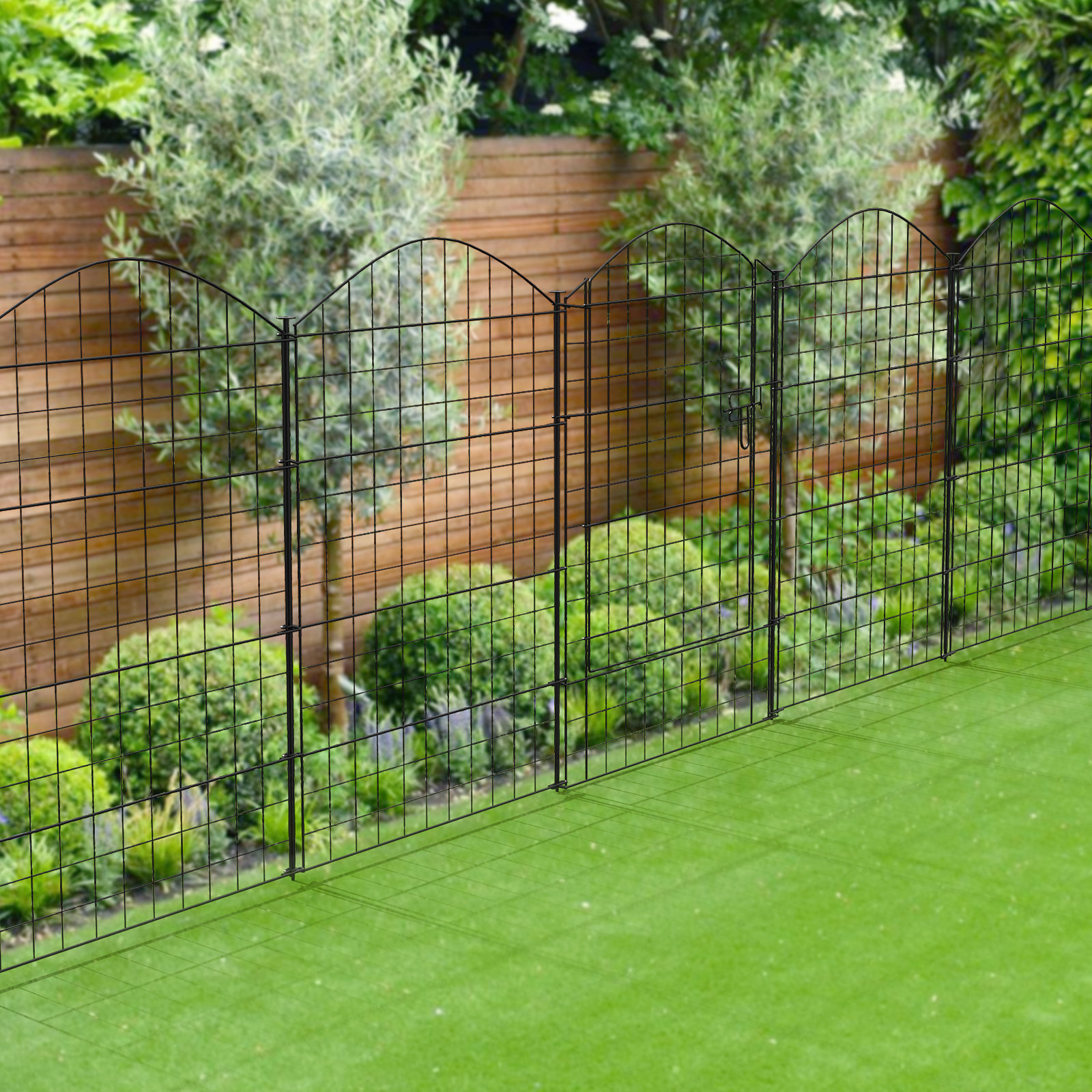 EFPerfect 30" H x 29.5" W Black Metal Fencing with 5 Panels Included ...