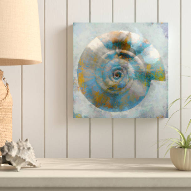 Highland Dunes 'Sea Shell Study 2 Blue Colorful Nautical Contemporary ...