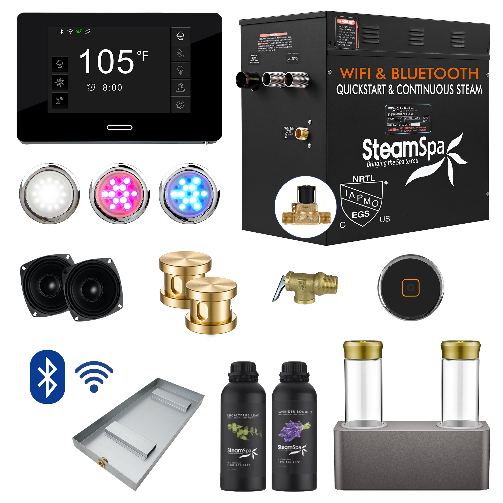 Steam Spa Black Series Wifi And Bluetooth 12Kw Quickstart Steam Bath ...
