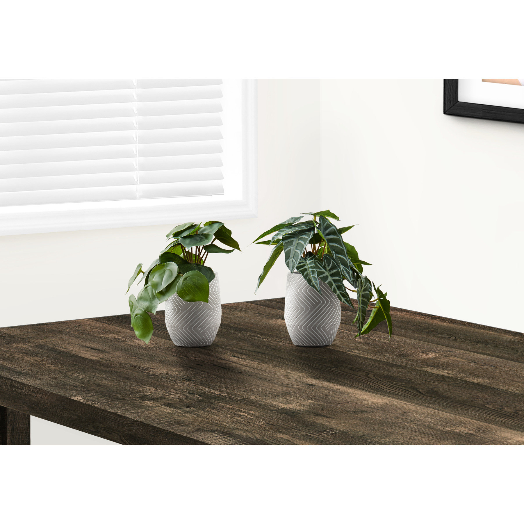 Primrue 8" Tall Artificial Plant Of 2 - Indoor Faux With White Cement ...