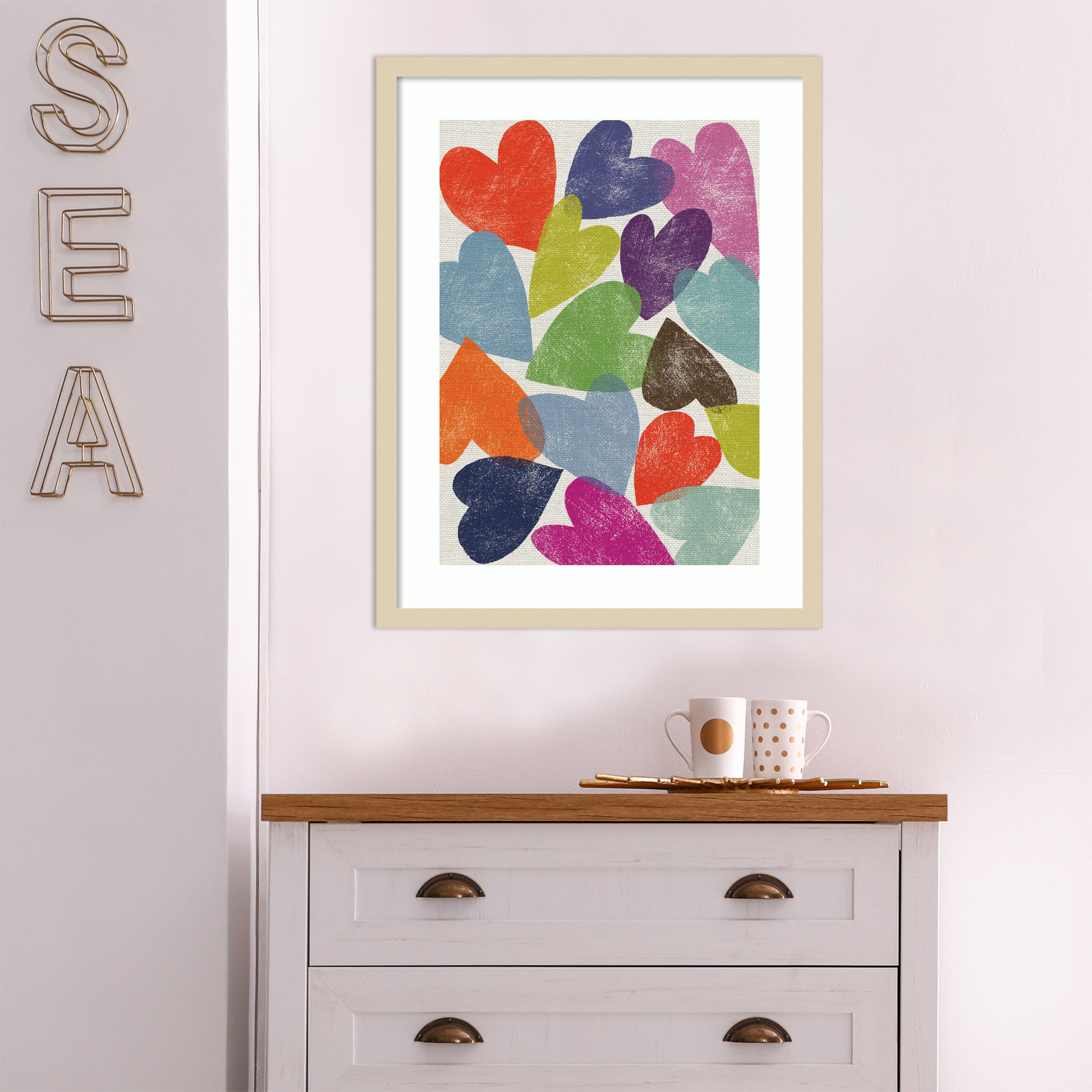 The Holiday Aisle® Jenny Frean Printed Hearts Framed On Paper by Jenny ...