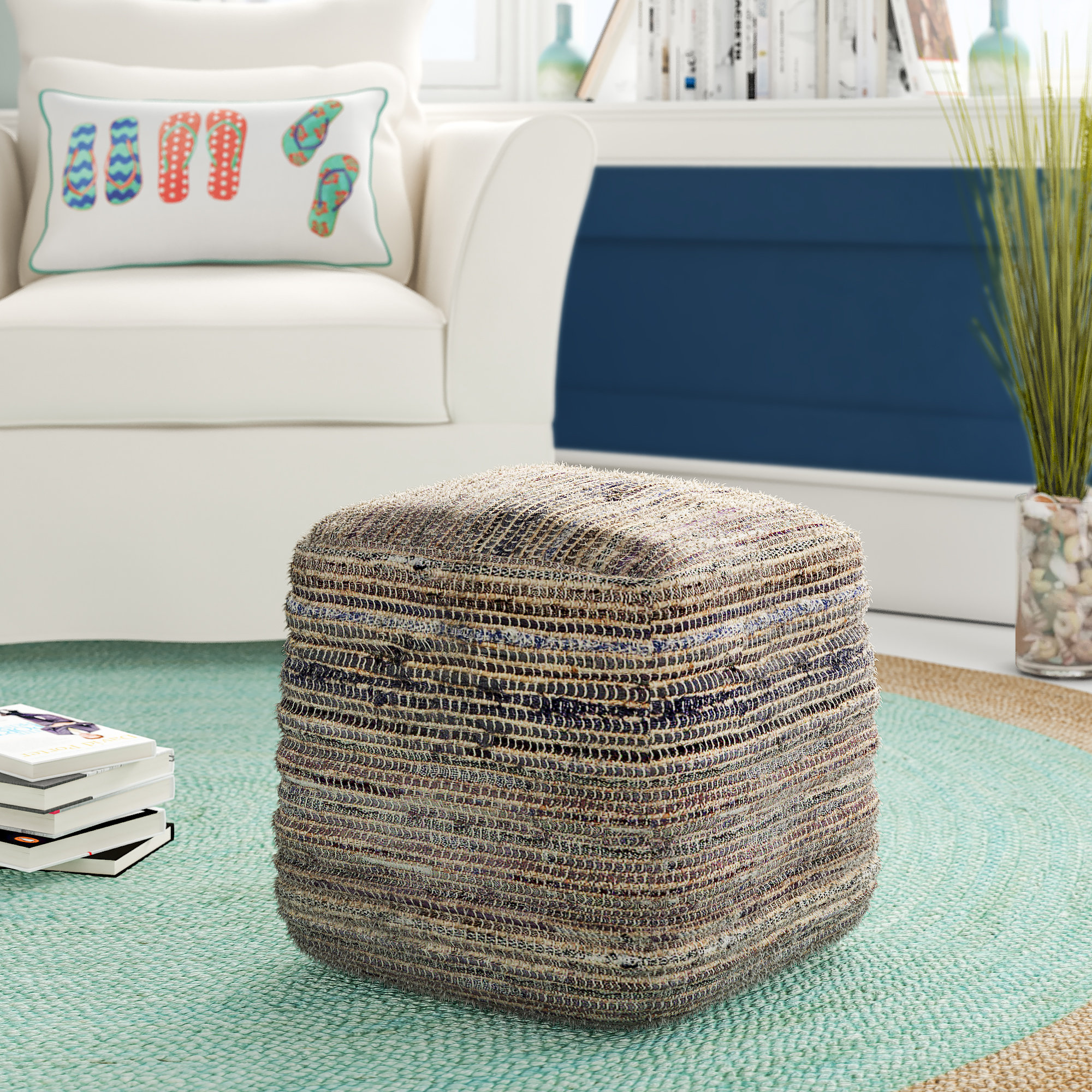 Mistana™ Zaya 16'' Square Striped Pouf Ottoman & Reviews - Wayfair Canada