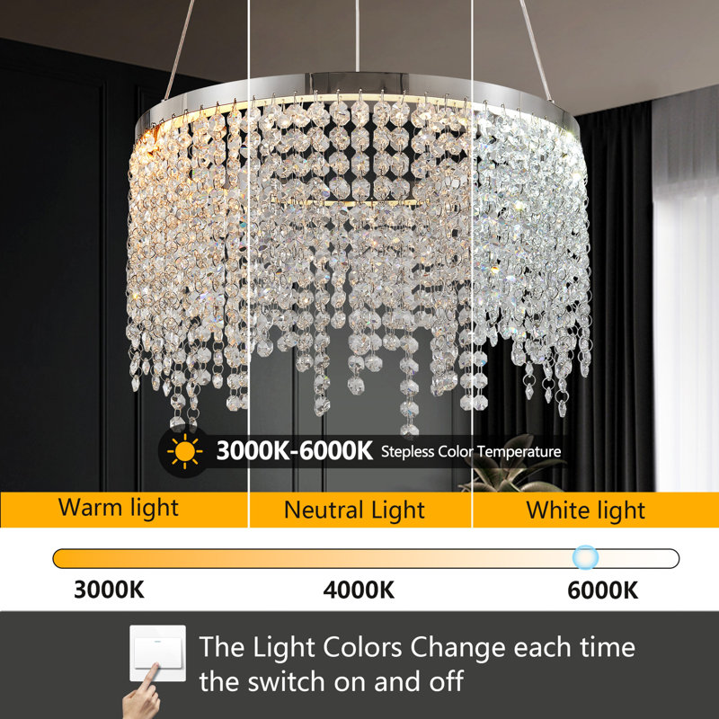 Mercer41 15.7-inch Modern LED Crystal Chandeliers | Wayfair