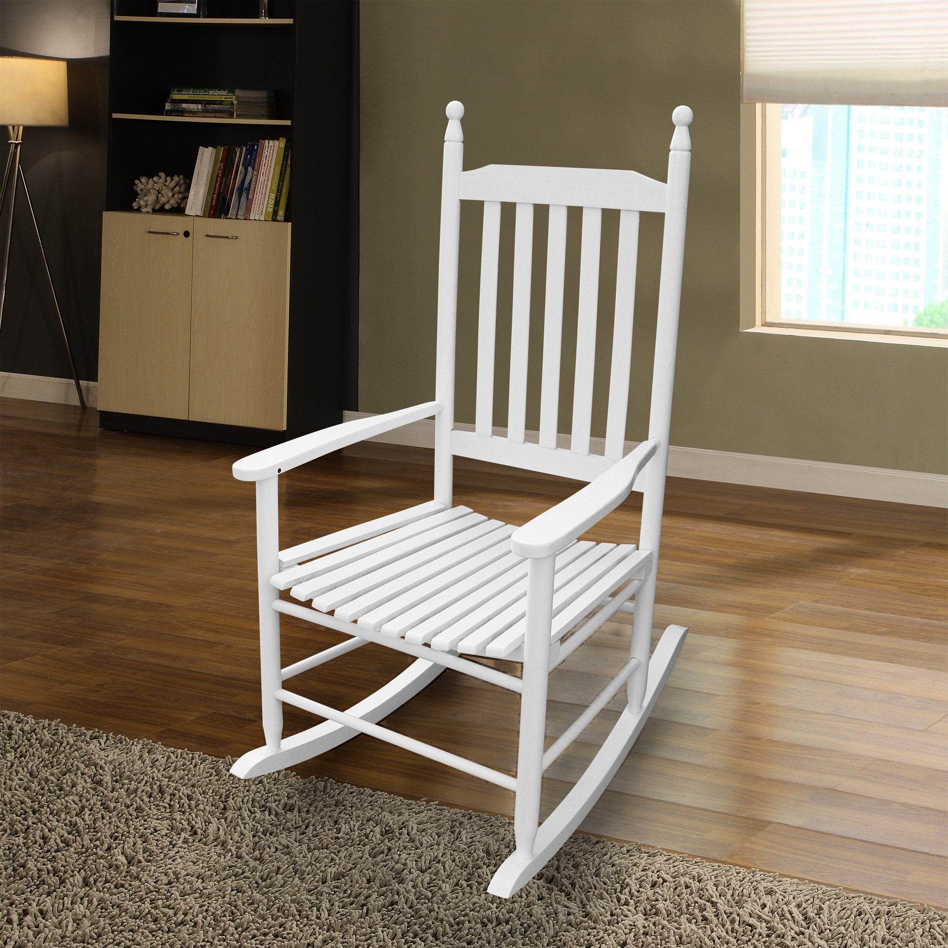 IntrospectiveIncline Blue Solid Wood Porch Rocker - Construction For ...