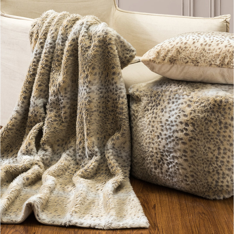 14 Karat Home Inc. Snow Leopard Leopard Faux Fur Throw & Reviews | Wayfair