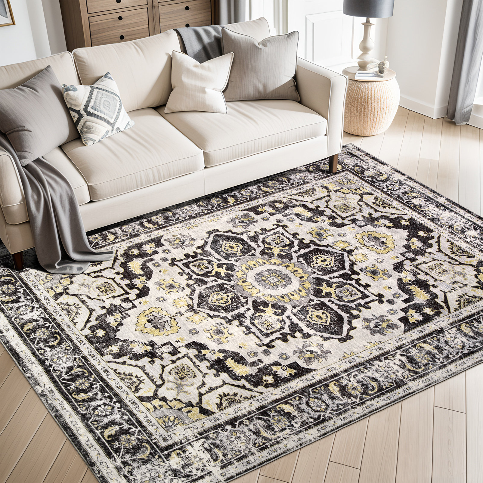 Bungalow Rose Area Rug Washable Living Room Vintage Carpet for Bedroom ...