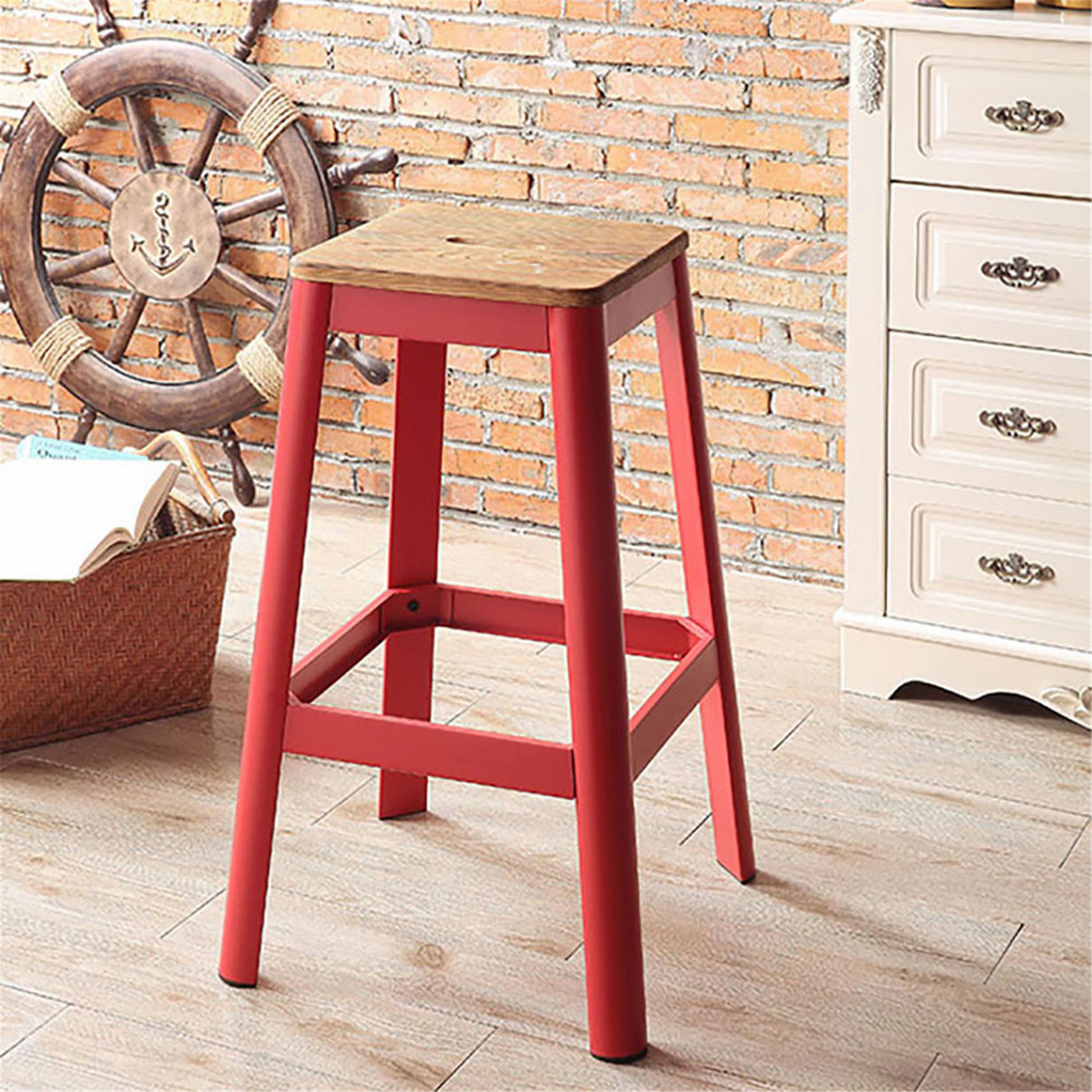 August Grove® Versatile Rustic Farmhouse Bar Stool with Mobility ...