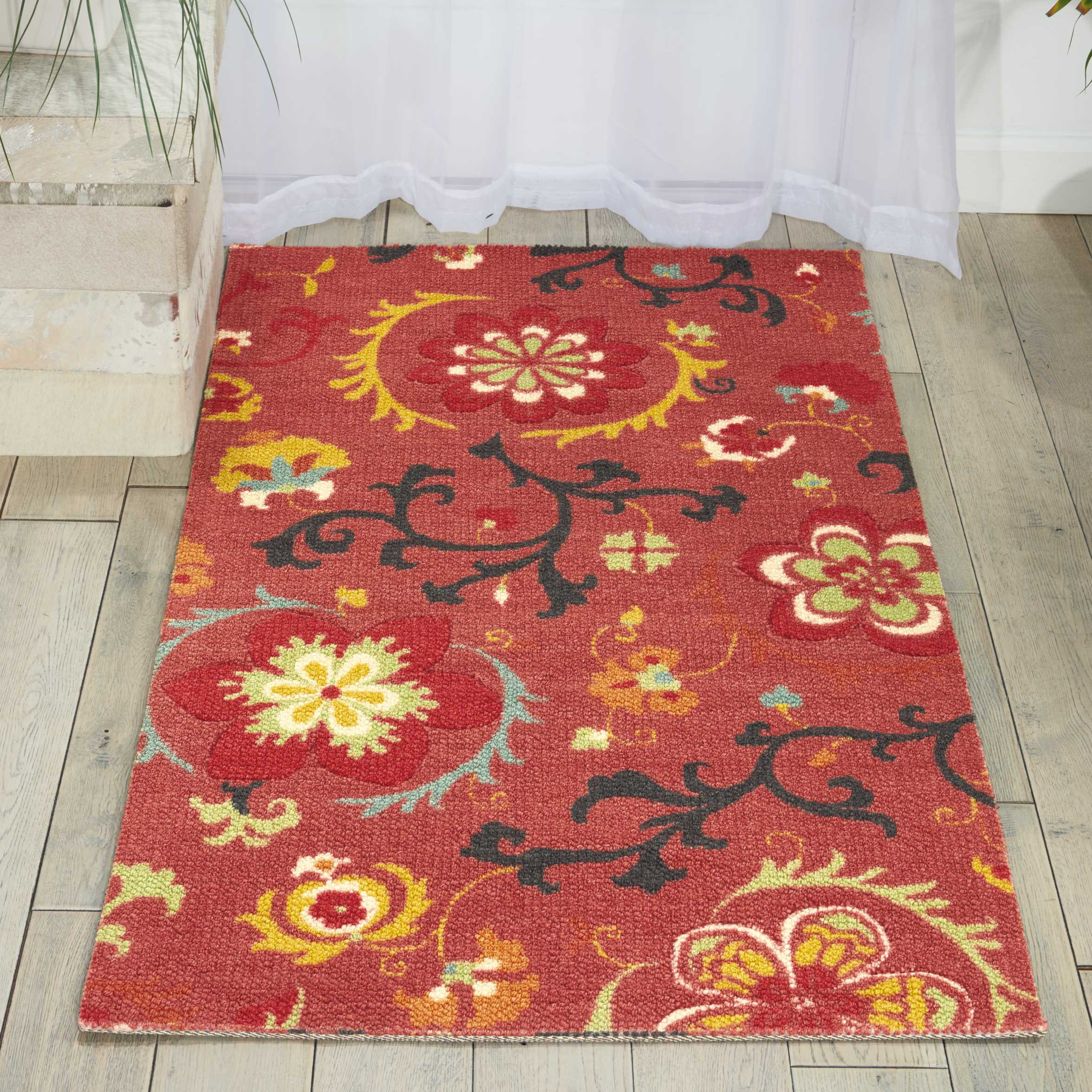 Winston Porter Sharan Floral 4' x 2'6" Red Area Rug & Reviews | Wayfair