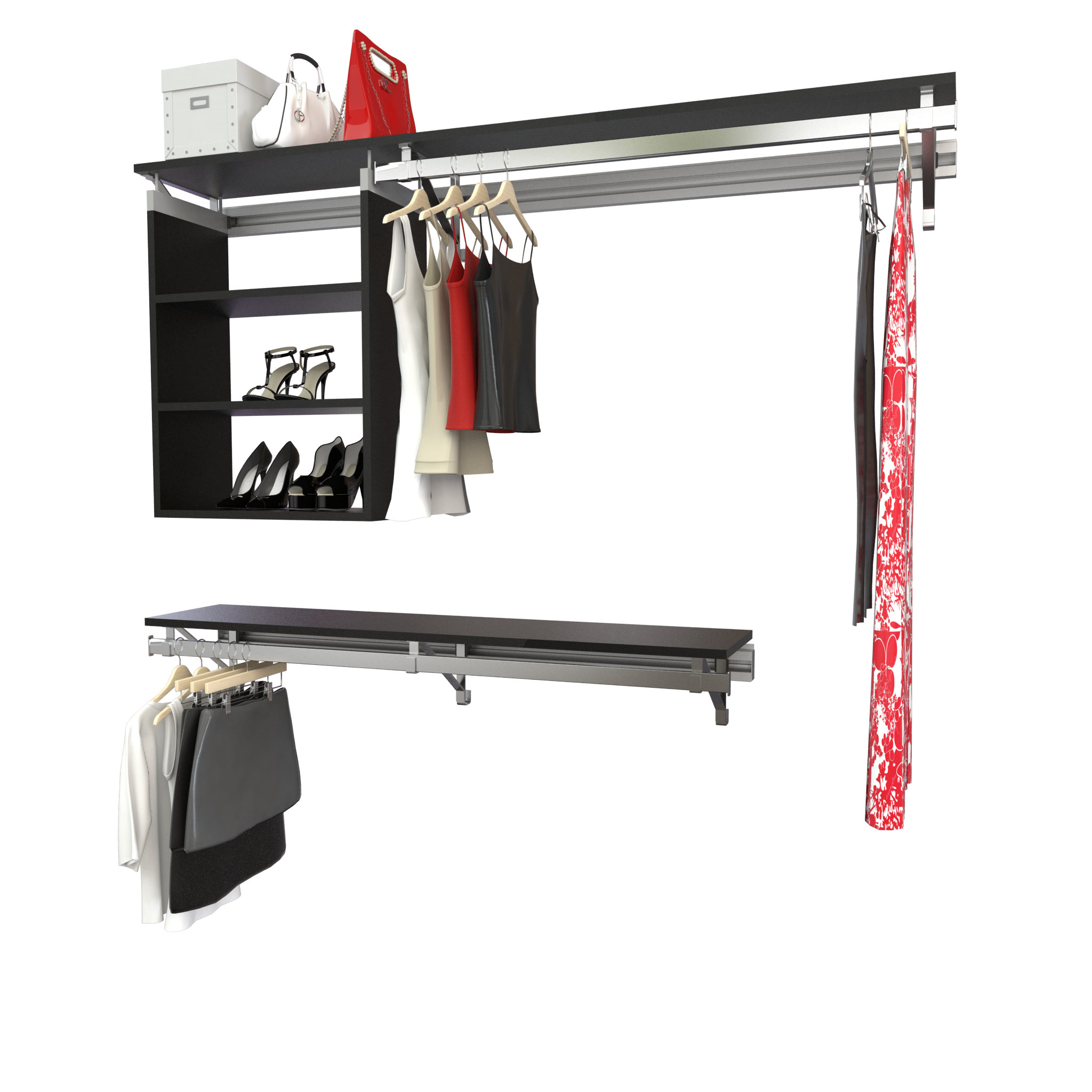 Arrange a Space Double Shelf-Hang Closet System with Cubby and Long ...