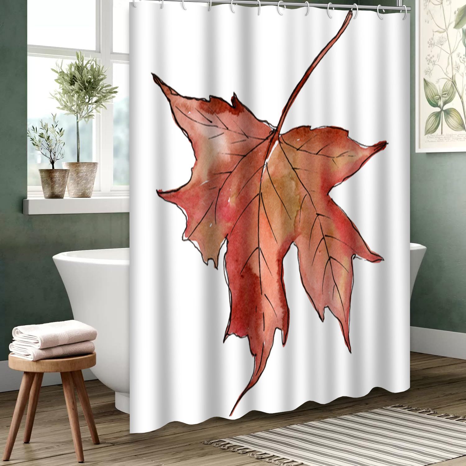 East Urban Home Pine Path Shower Curtain with 12 Hooks - Follow Your ...