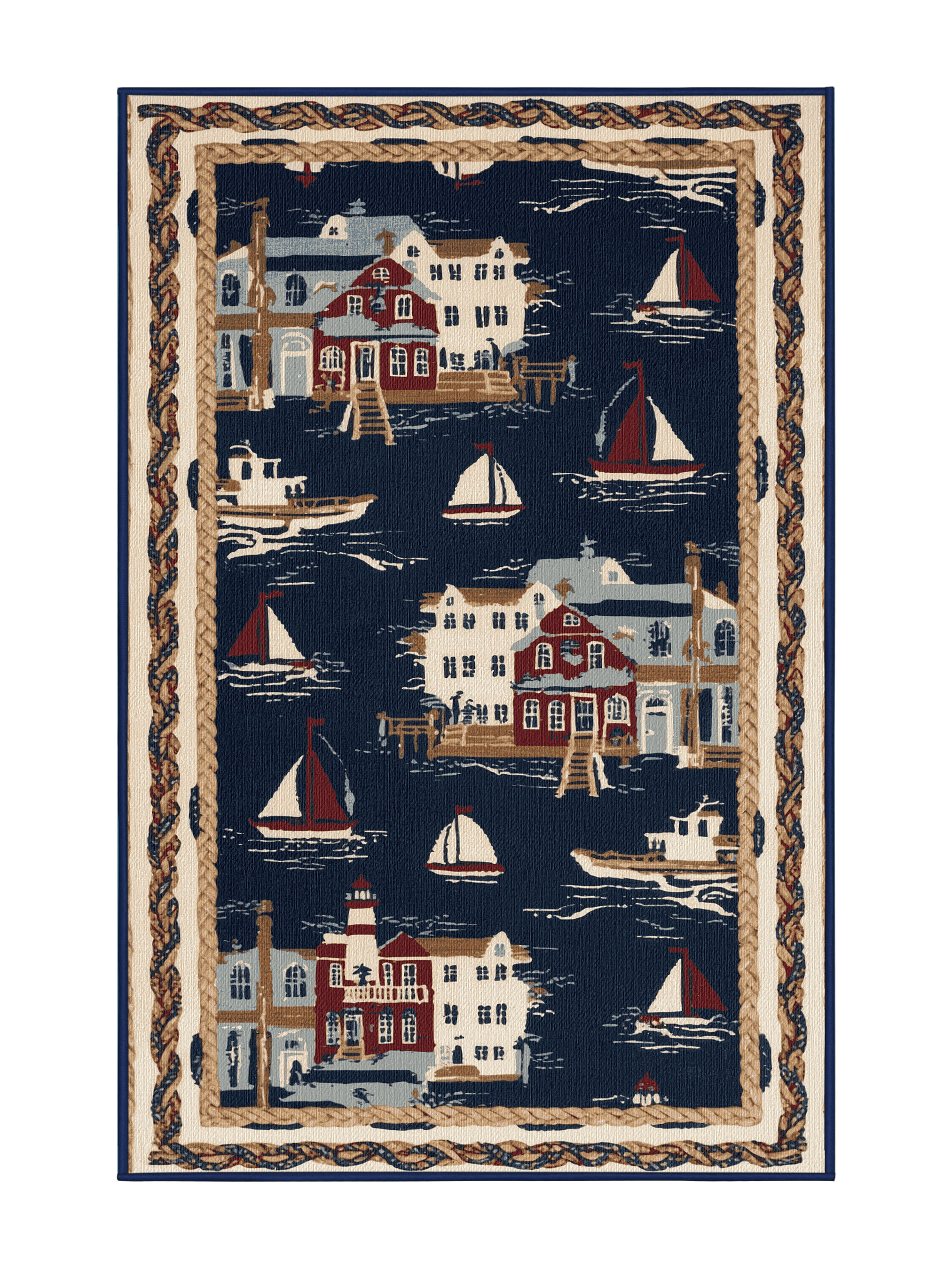 Longshore Tides Washable Seaside towns Nautical Area Rug | Wayfair
