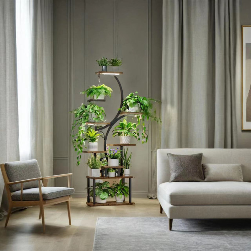 Trent Austin Design® 61 Inch Indoor Plant Stand with Grow Light, 8-Tier ...