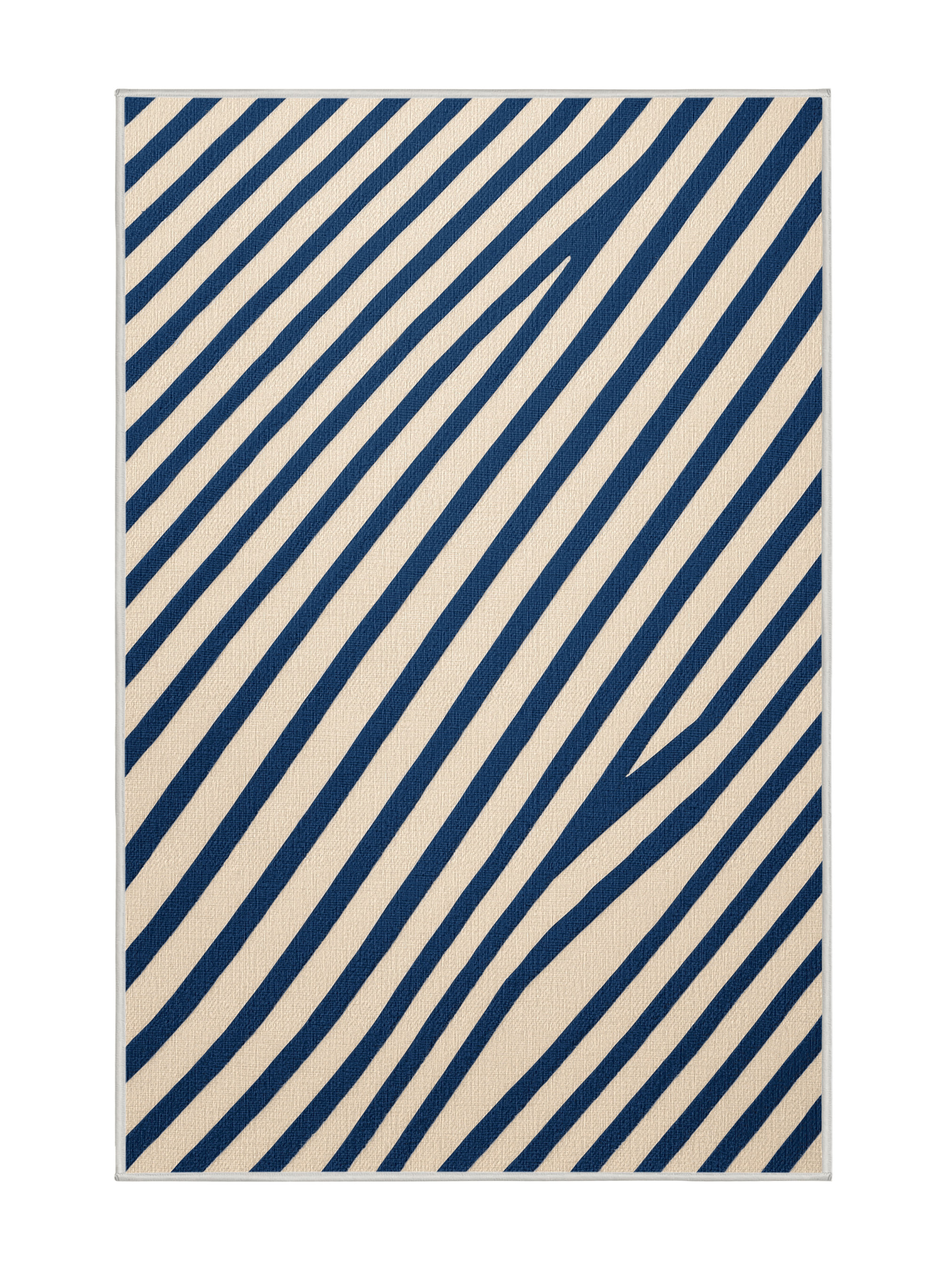 Longshore Tides Washable Sky Blue Cream Striped Area Rug | Wayfair