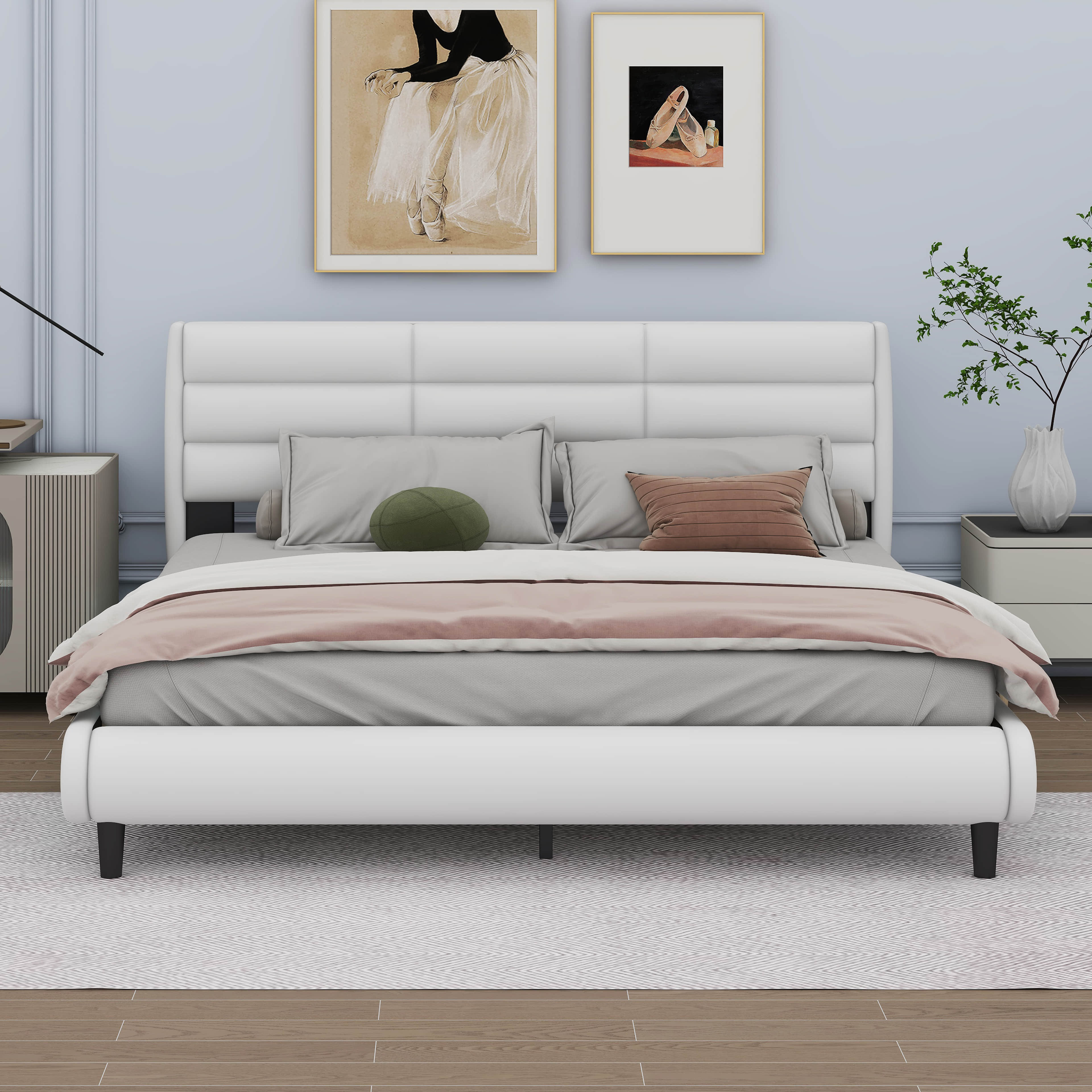 Brayden Studio® Geleah King Size Upholstered Platform Bed With LED ...
