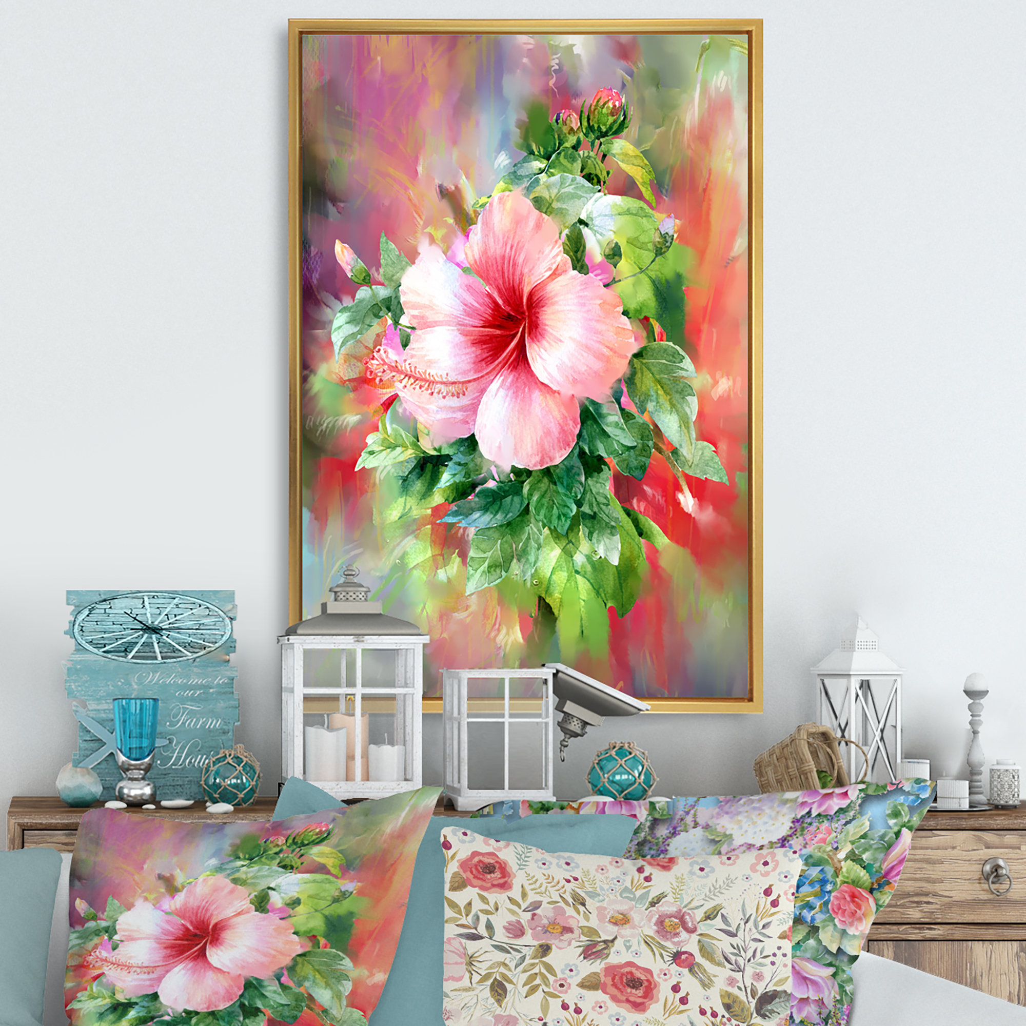 Bay Isle Home™ Modern Pink And Green Summer Bouquet - Traditional ...