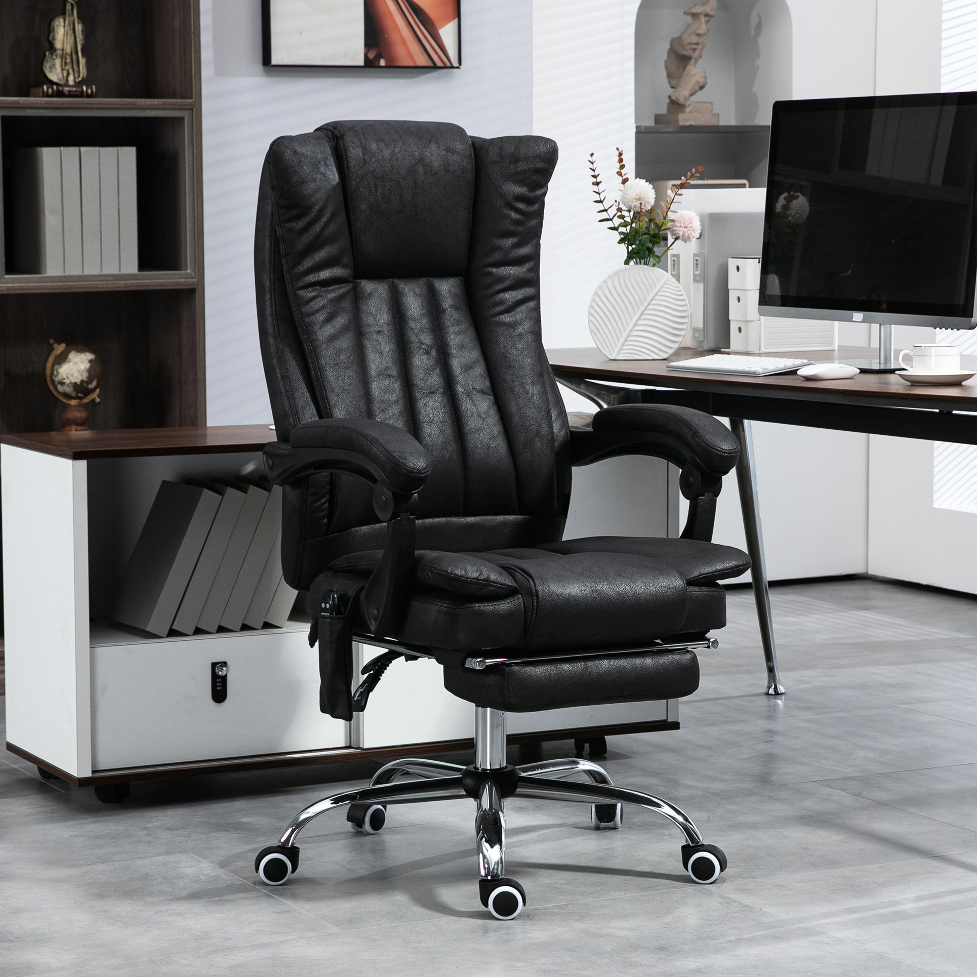 Inbox Zero Office Chair In Black, With 6 Point Massage, Heat ...