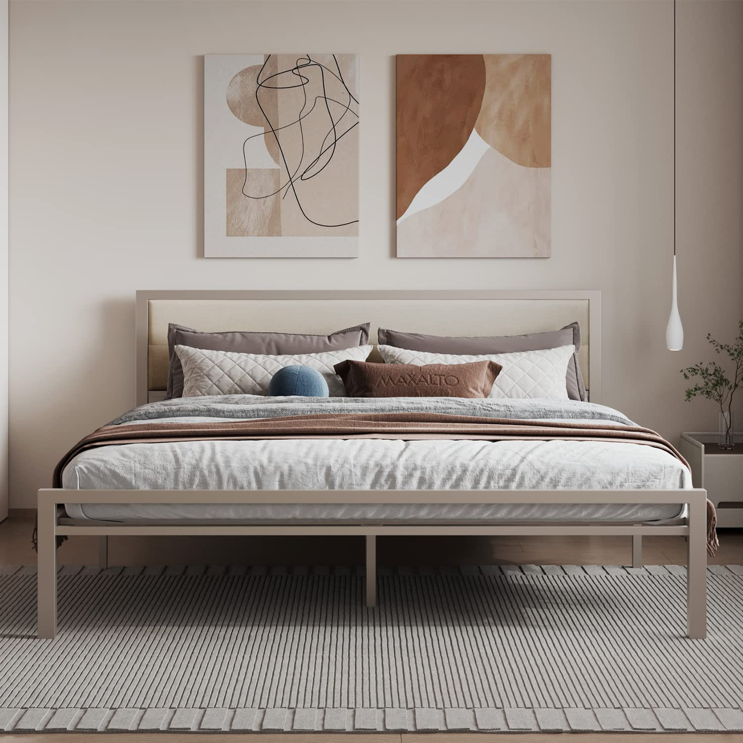 17 Stories Ingrun Metal Platform Bed Frame with Headboard and Footboard ...