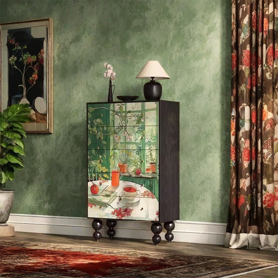 interanest Elegant Storage Cabinet with Walnut Frame | Wayfair