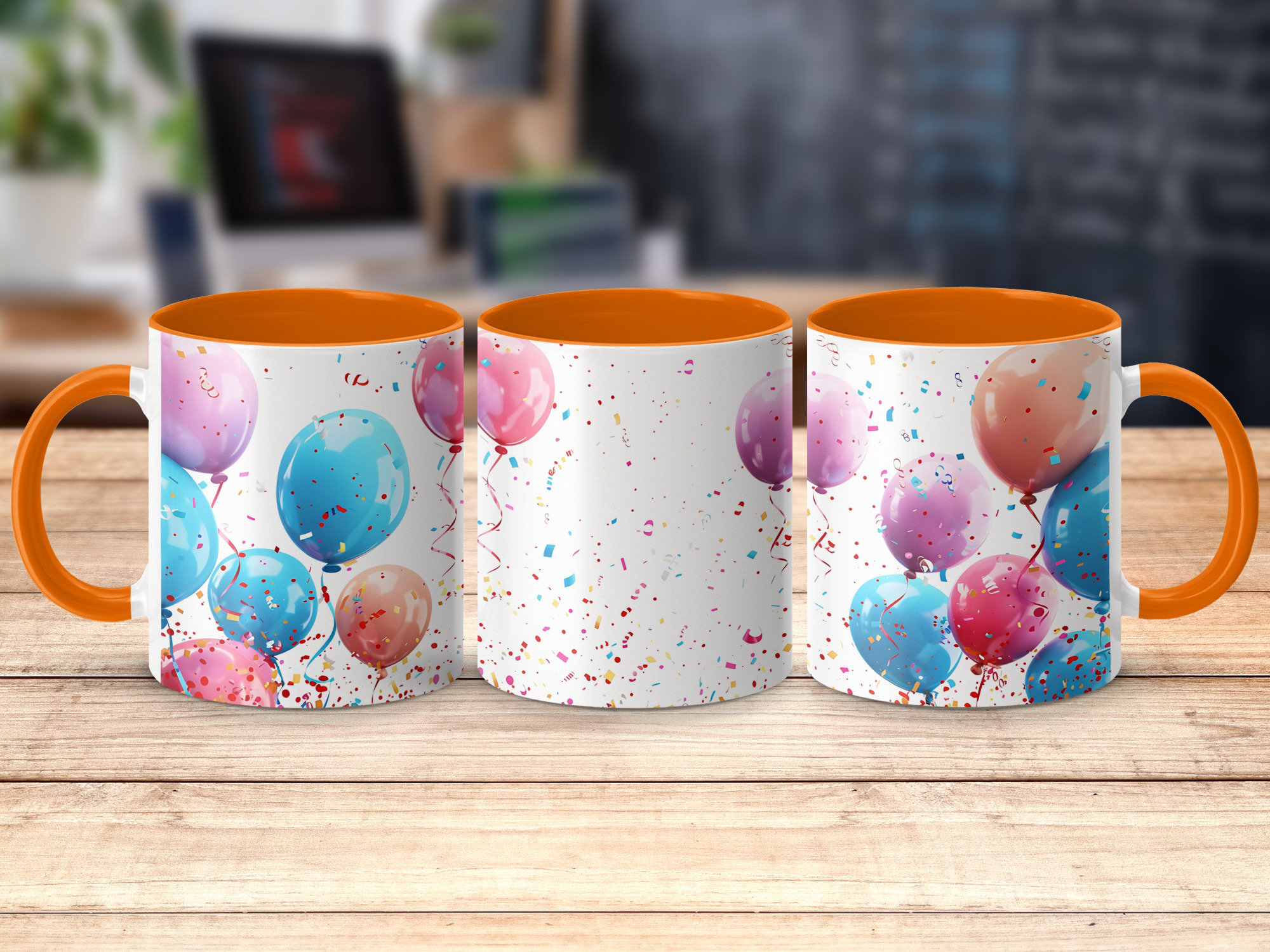 East Urban Home Set of 3 Kids Drawing Style 11oz Accent Mugs – White ...