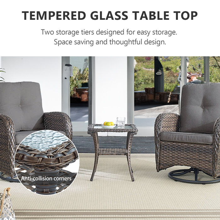 Red Barrel Studio® Gaetanino Swivel PE Wicker Rattan Outdoor Rocking ...