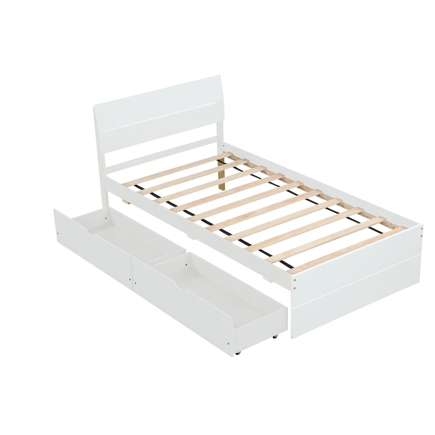 Ivy Bronx Modern Twin Bed Frame with 2 Spacious Drawers, High Gloss ...