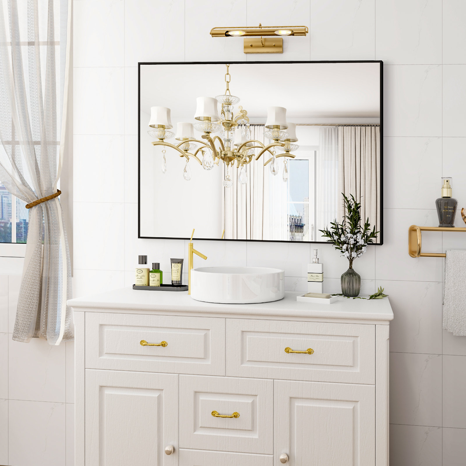 Everly Quinn Lucson Metal Framed Wall Mounted Bathroom / Vanity Mirror ...