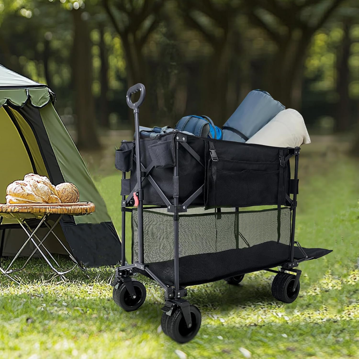 ShangQuan WuLiu 400L Large Capacity Folding Double Decker Wagon, 54In ...