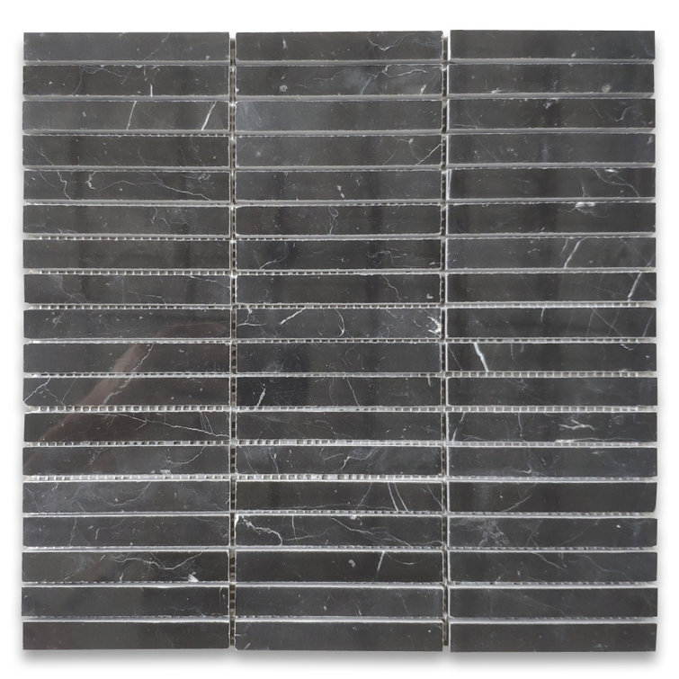 Marble Online Nero Marquina Black Marble 5/8X4 Rectangular Stacked ...