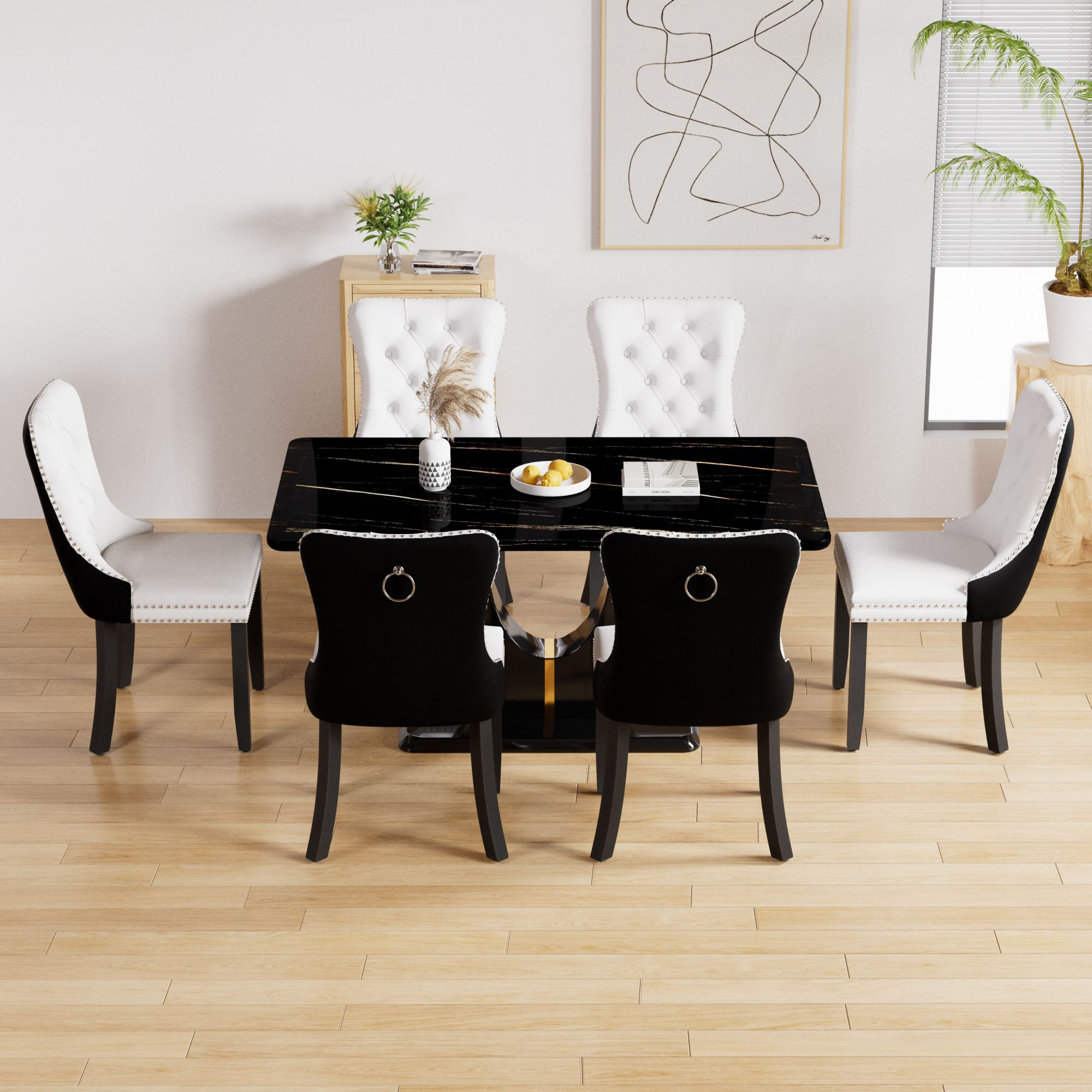 House of Hampton 7 - Piece Marble Texture Dining Set - Wayfair Canada