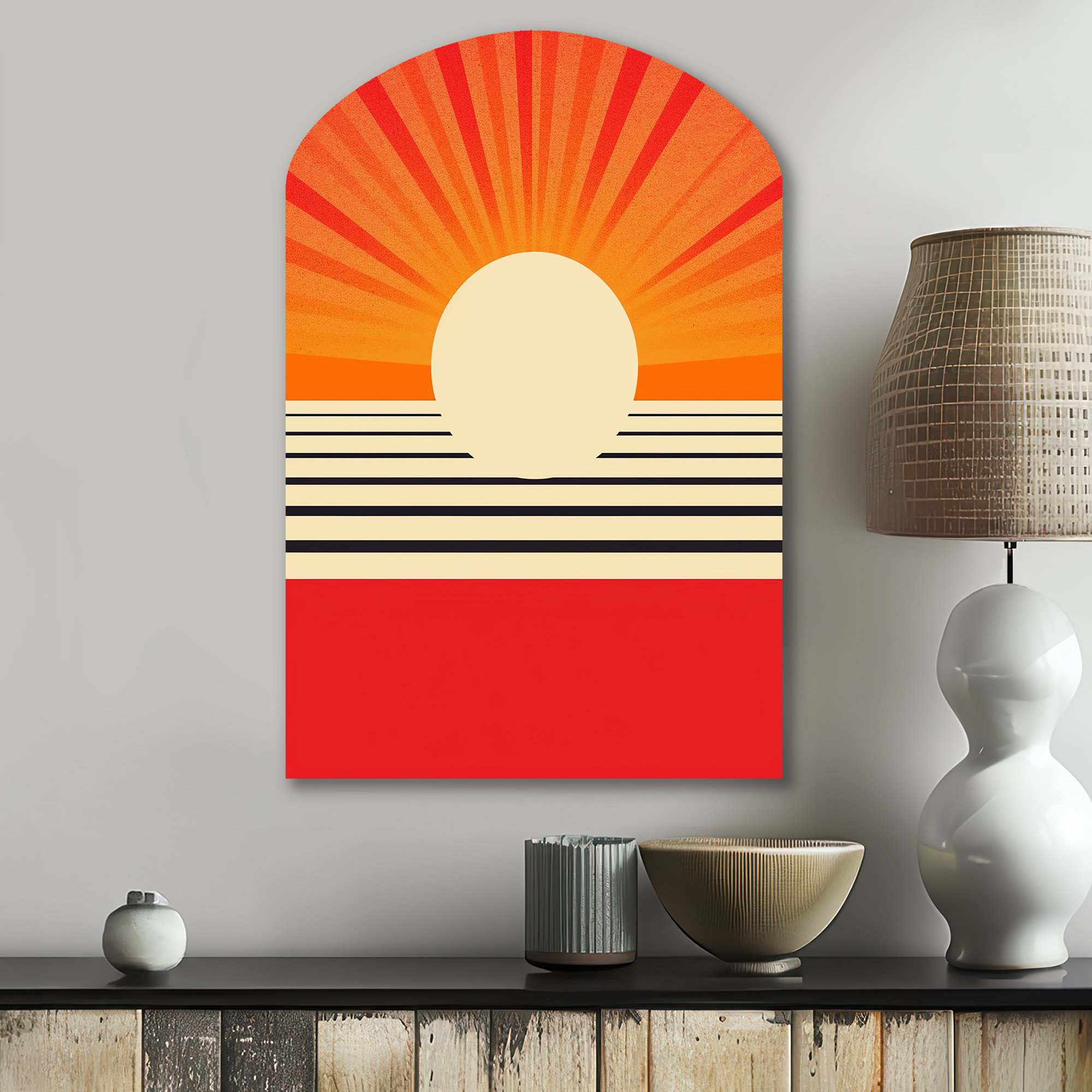 Design Art Minimal Geometric Orange Bold Sunset VI - Abstract Geometric ...