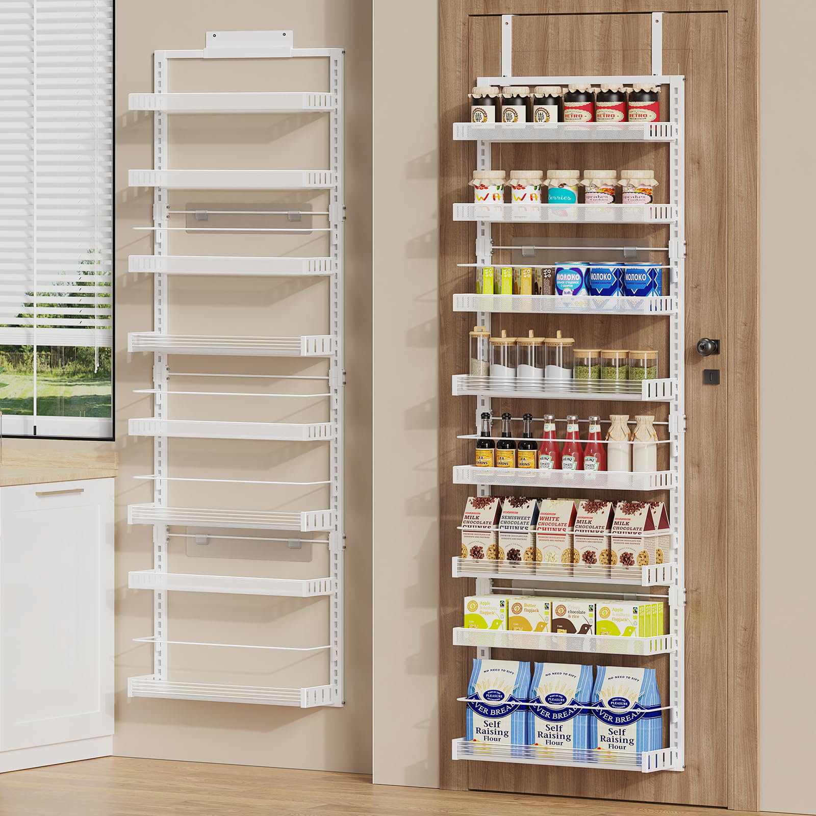 Prep & Savour Scratch-Resistant 8-Tier Over-The-Door Pantry Organizer ...