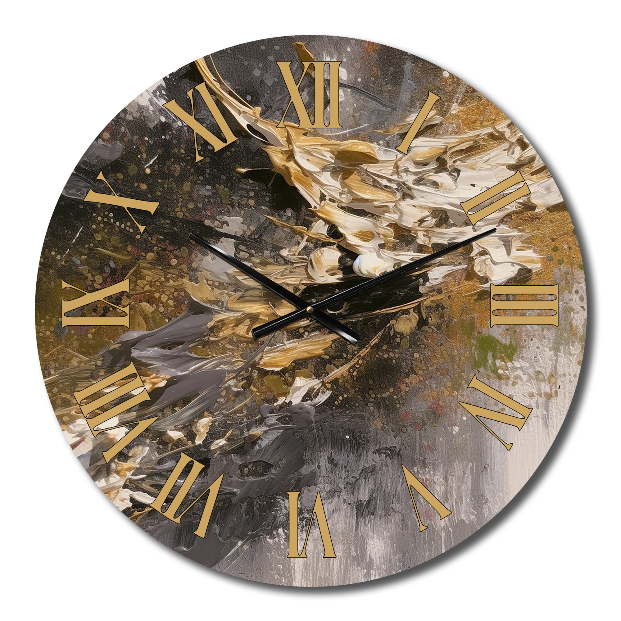Design Art Dreams Of Abundance Black And Gold - Abstract Wall Clock ...